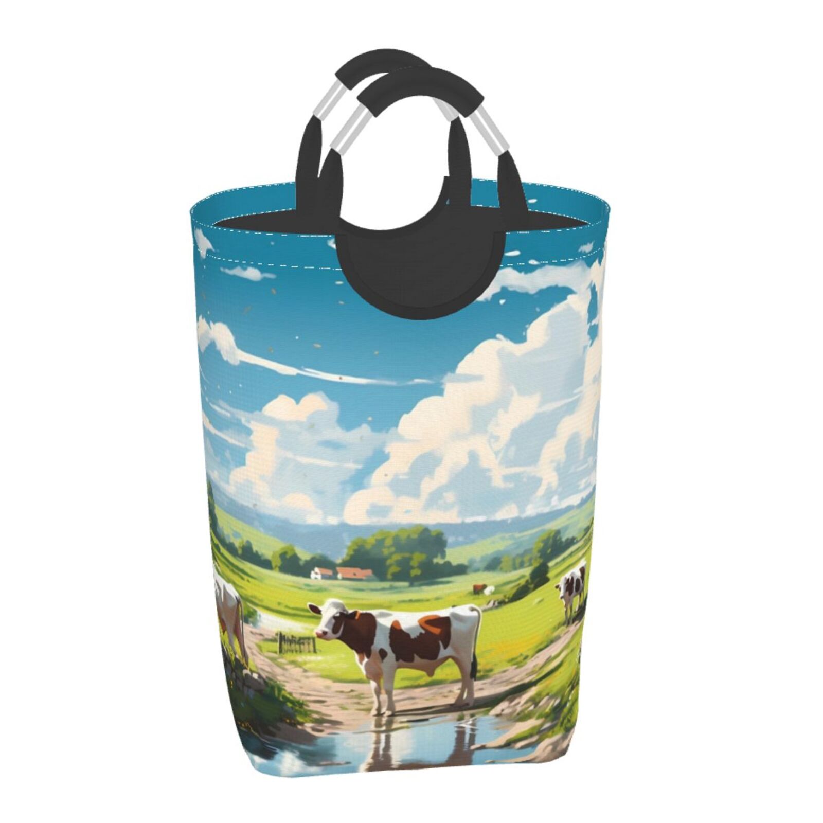 Cauagu Countryside Farm Cow Print Hamper Basket Bin,Extra Large Dirty ...
