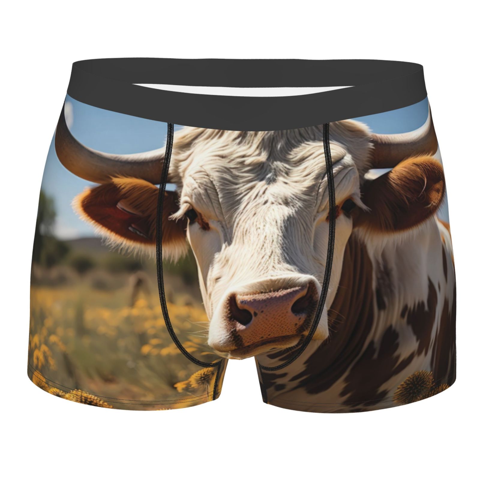 Cauagu Countryside Flower Cow Print Boxer Briefs for Men,Comfortable ...