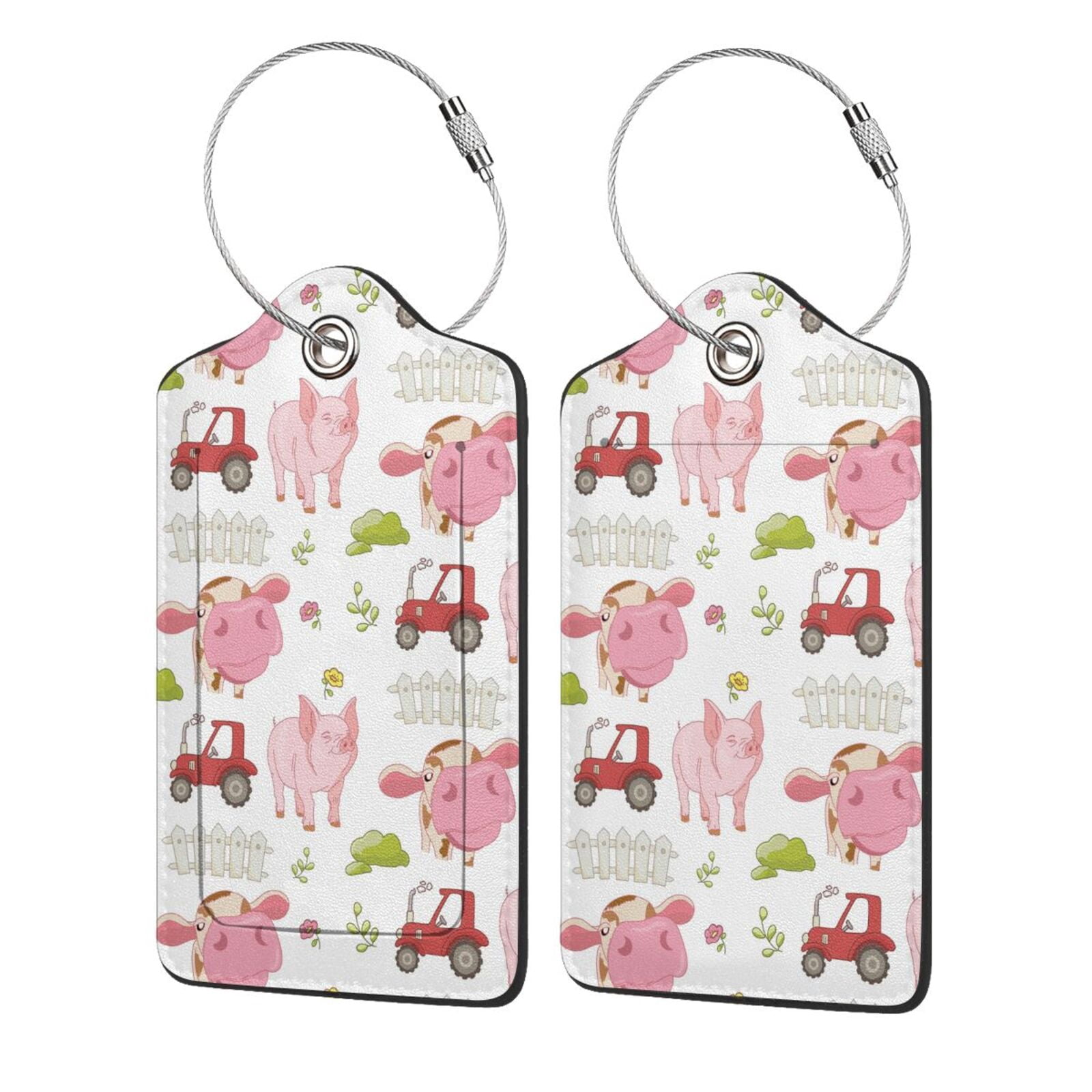 Cauagu Cow And Pig Pattern Luggage Tags,Leather Luggage Tags ...