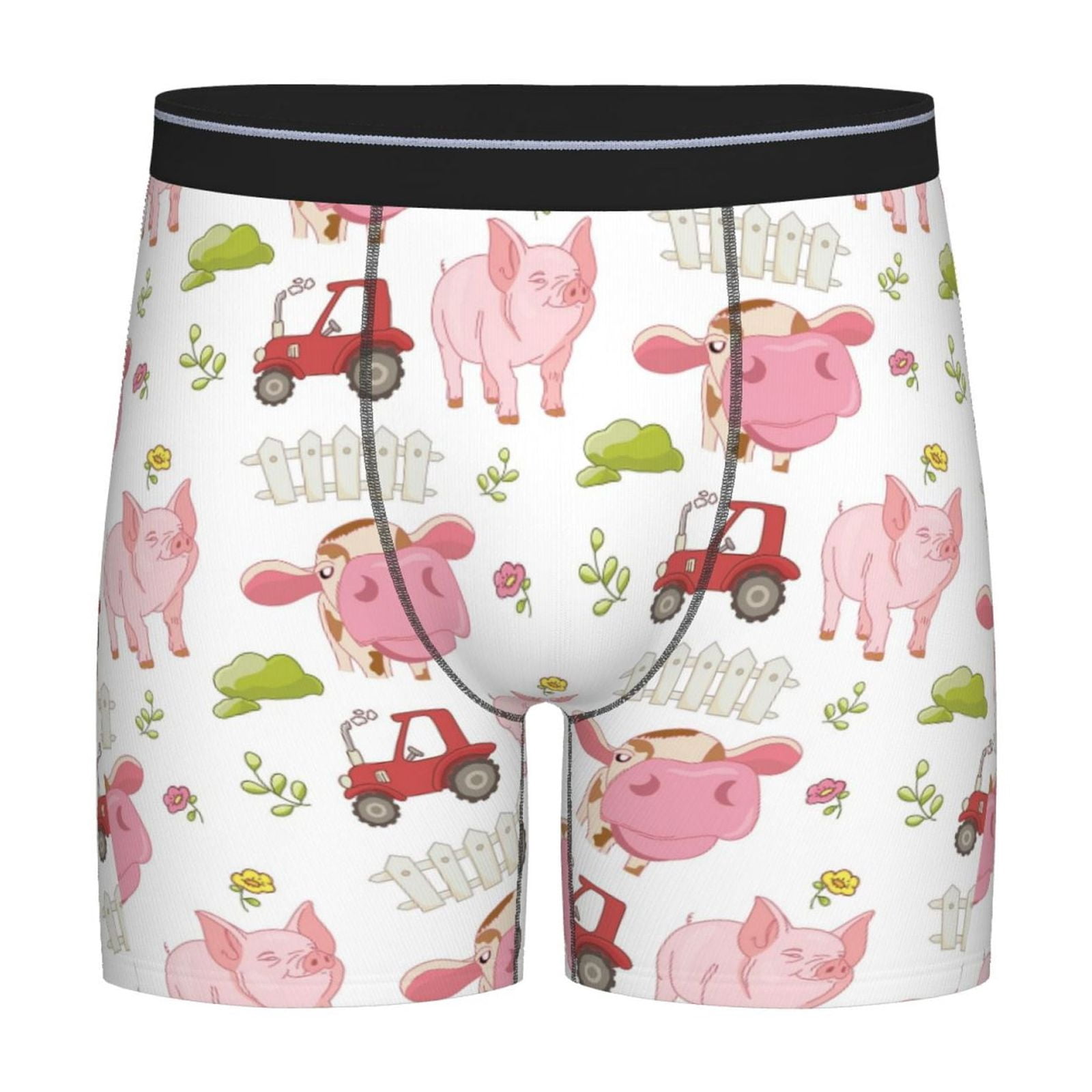 Cauagu Cow And Pig Print Men's Boxer Briefs, Funny & Cute Underwear ...