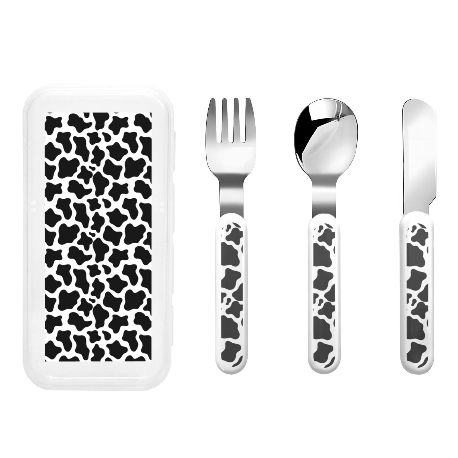Cauagu Cow Print Black White Print 3-Pieces Toddler Cutlery Set , Kids ...