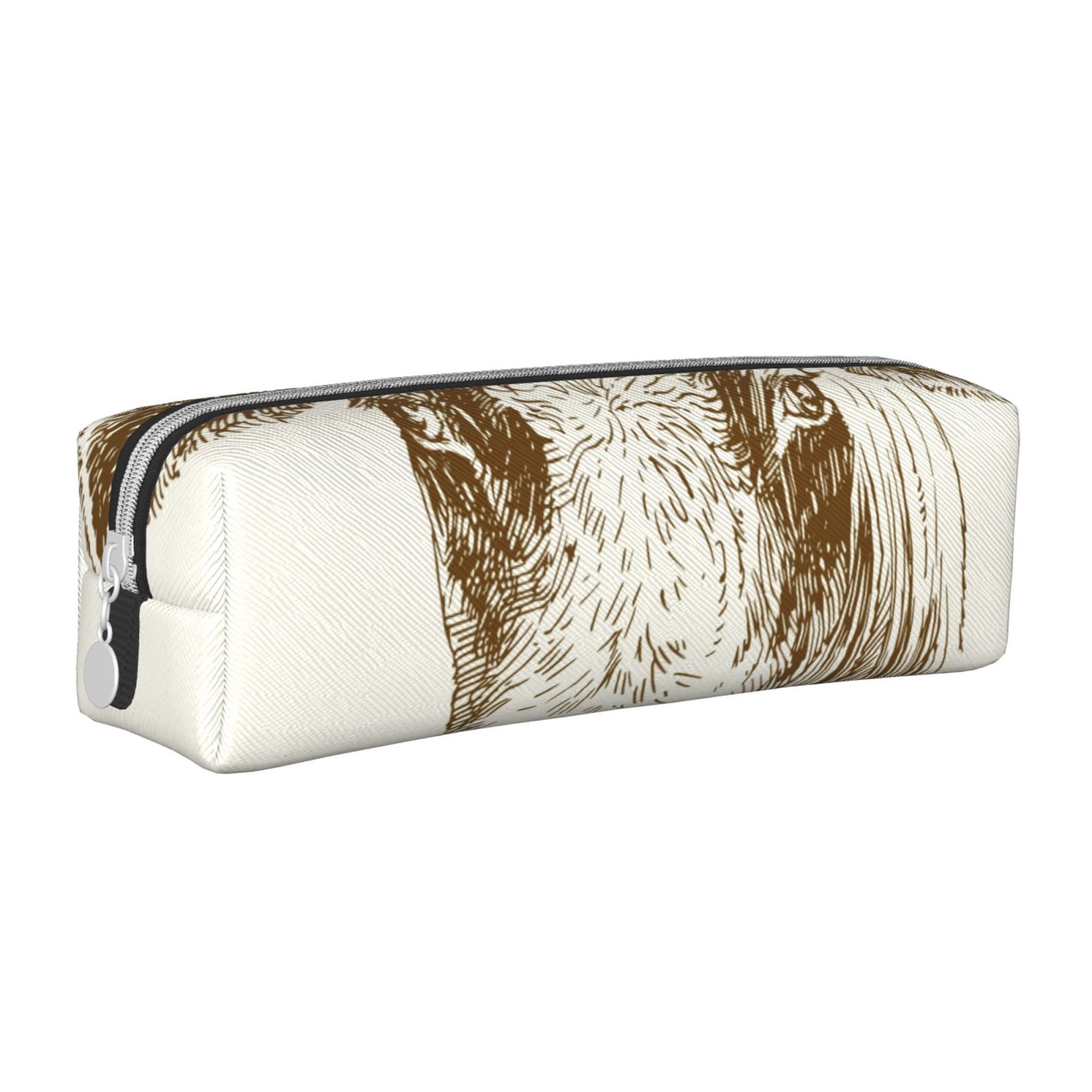 Cauagu Cow Print Leather Pencil Pen Case - Stationery Bag Portable ...