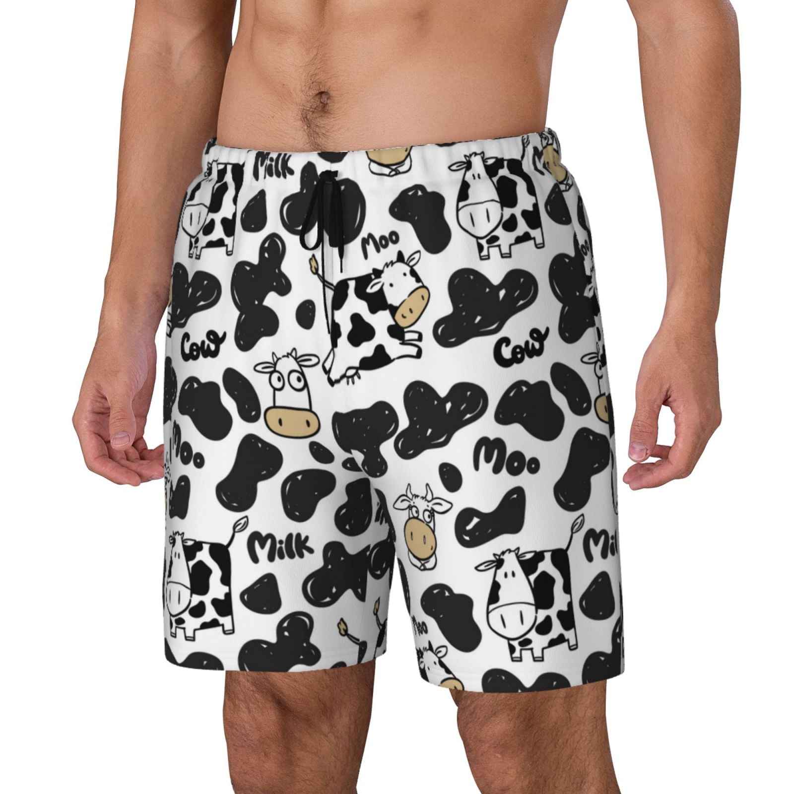 Cauagu Cow Print Mens Swim Trunks Quick Dry Board Shorts Swim Shorts ...