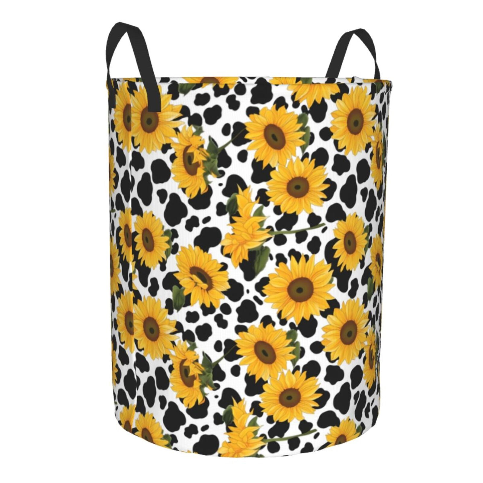 Cauagu Cow Print Sunflower for Laundry Basket,Collapsible Organizer ...
