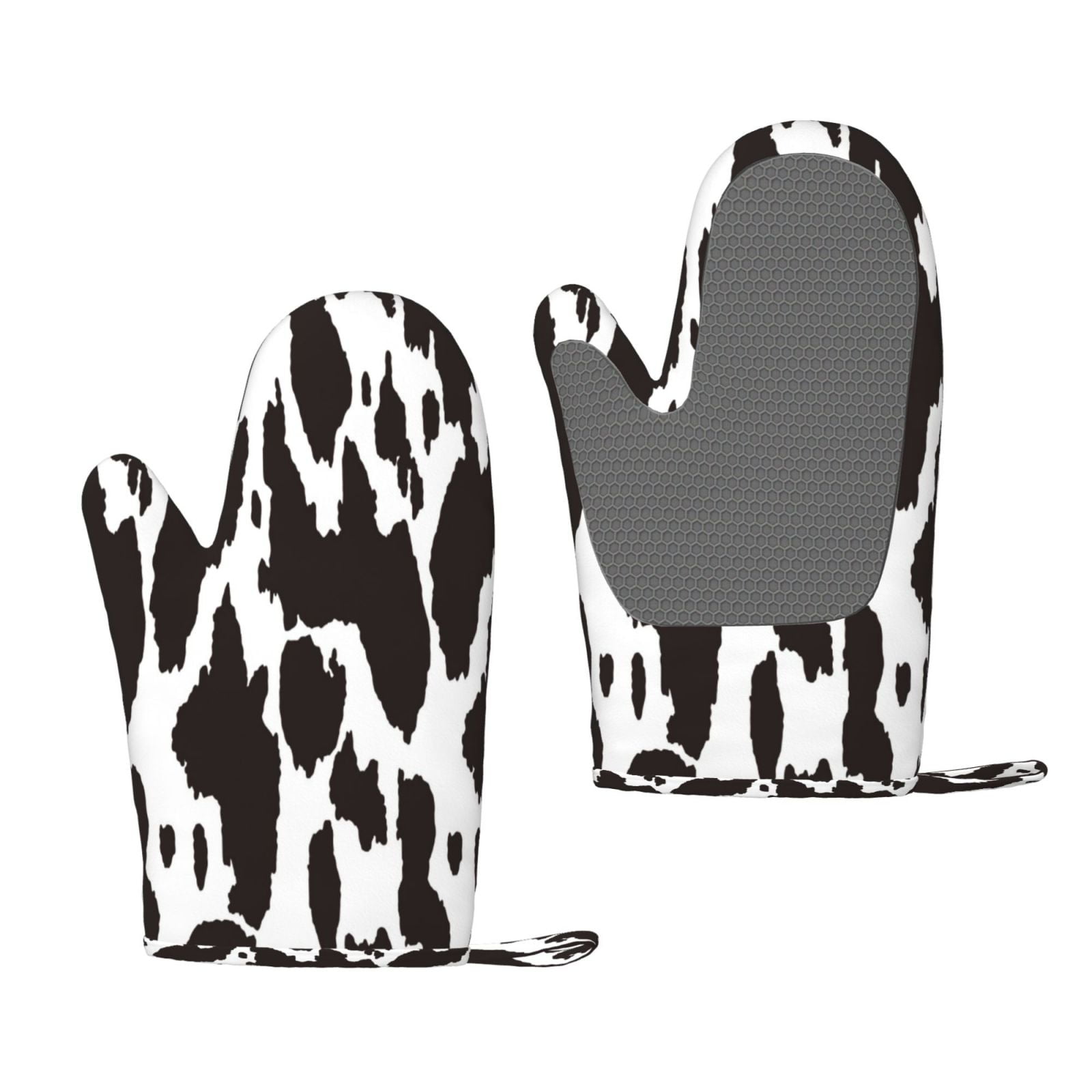 Cauagu Cow Skin 2 Print Oven Mitts 2 Piece Set,BBQ Gloves Grilling ...