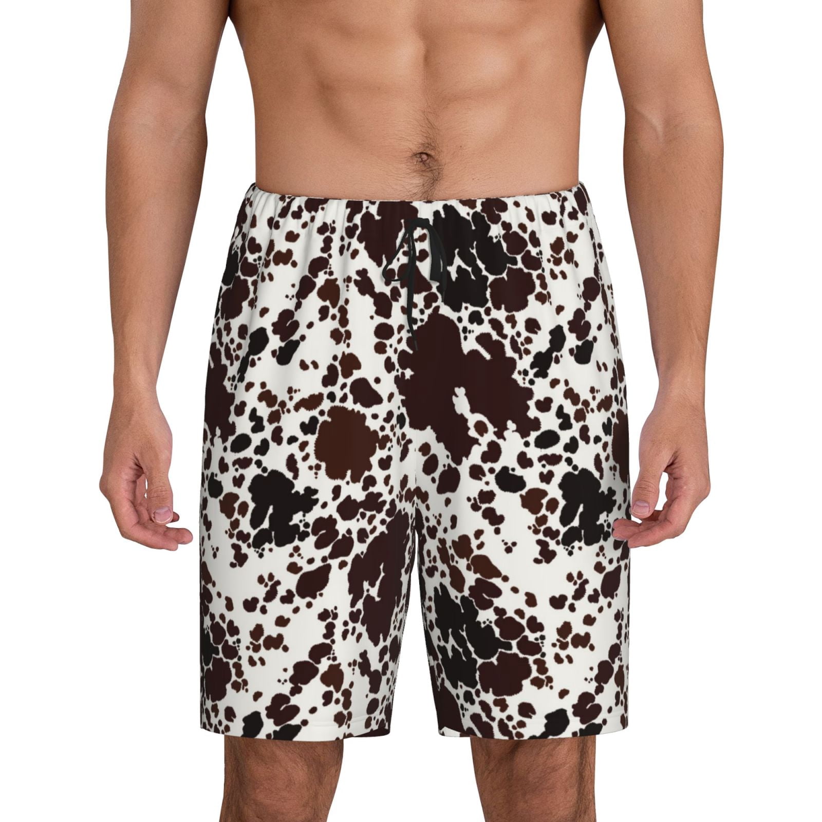 Cauagu Cow Skin Print Pajama Bottoms for Men Sleep Pajama Shorts ...