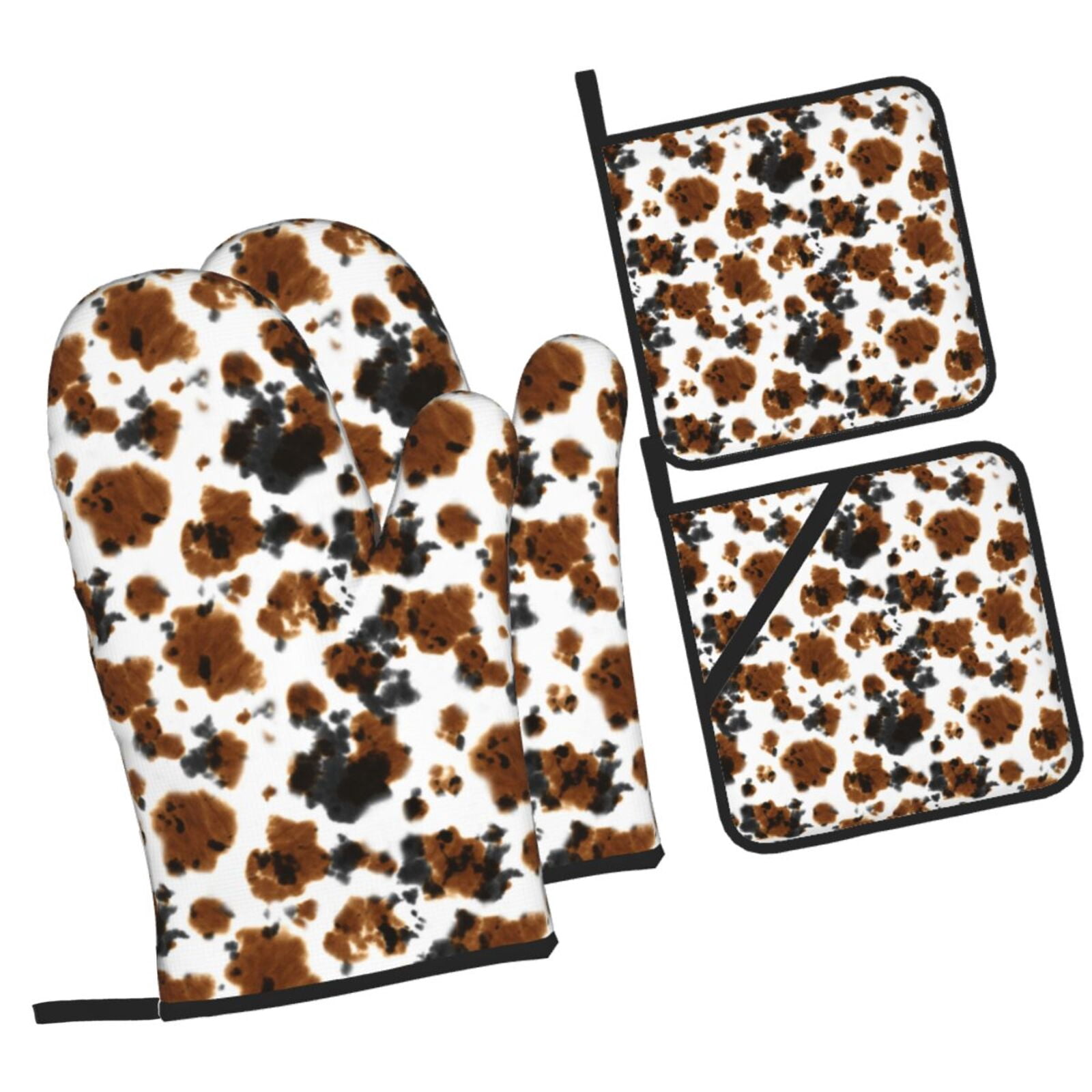 Cauagu Cow Tie Dye Print Oven Mitts and Pot Holders 4 pcs Set,Extra ...