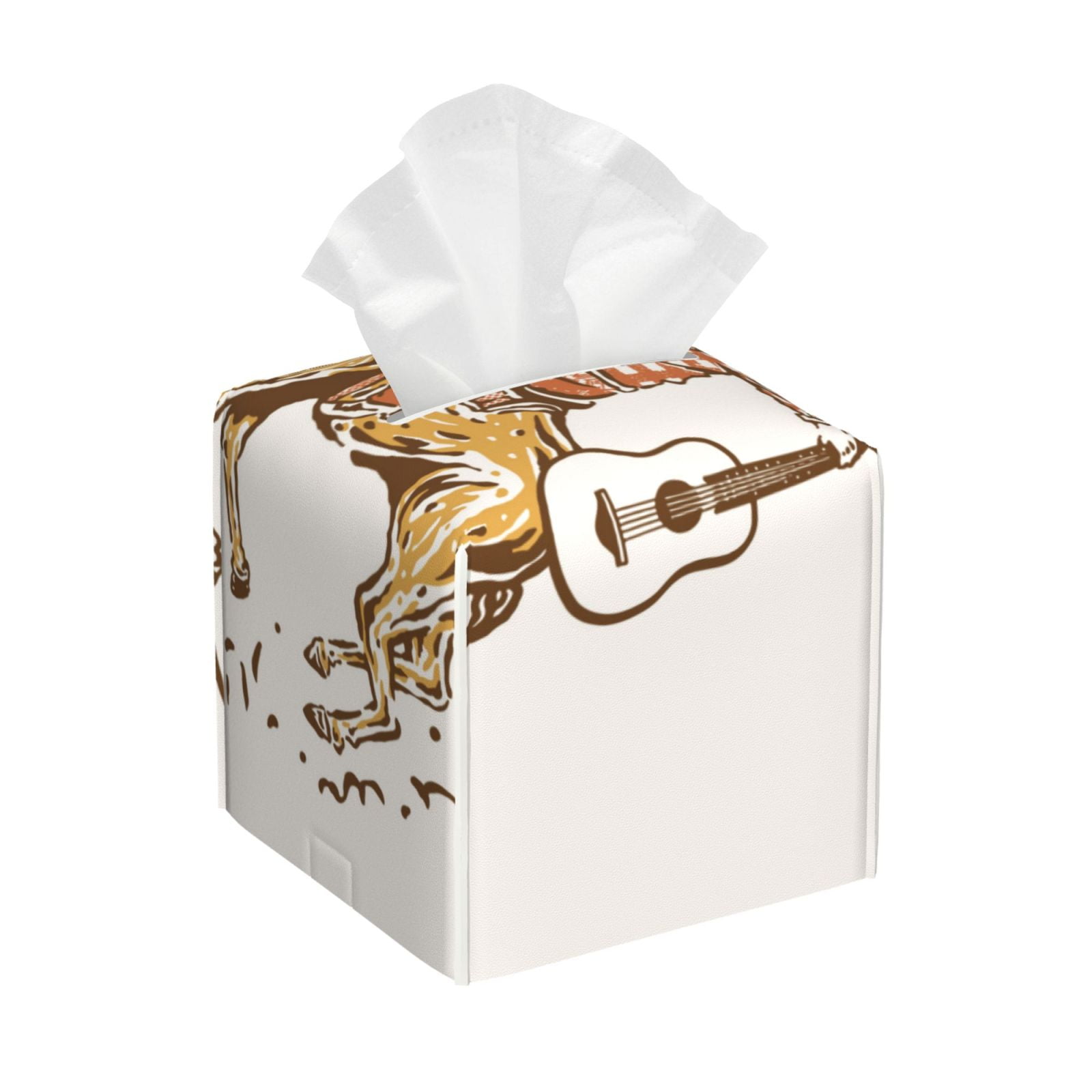 Cauagu Cowboy Rodeo Guitar Print Tissue Box Cover,Leather Square Holder ...