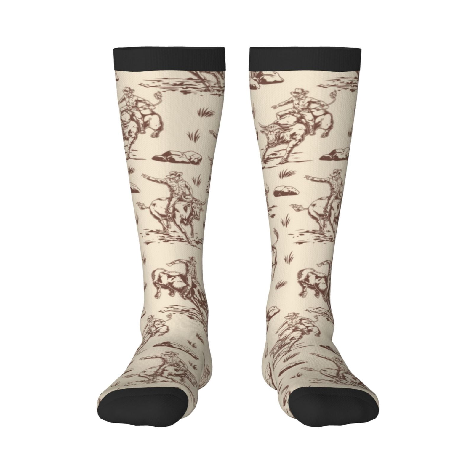 Cauagu Cowboy Sitting On Cow Back Print Women's Men's Ankle Socks 1 ...