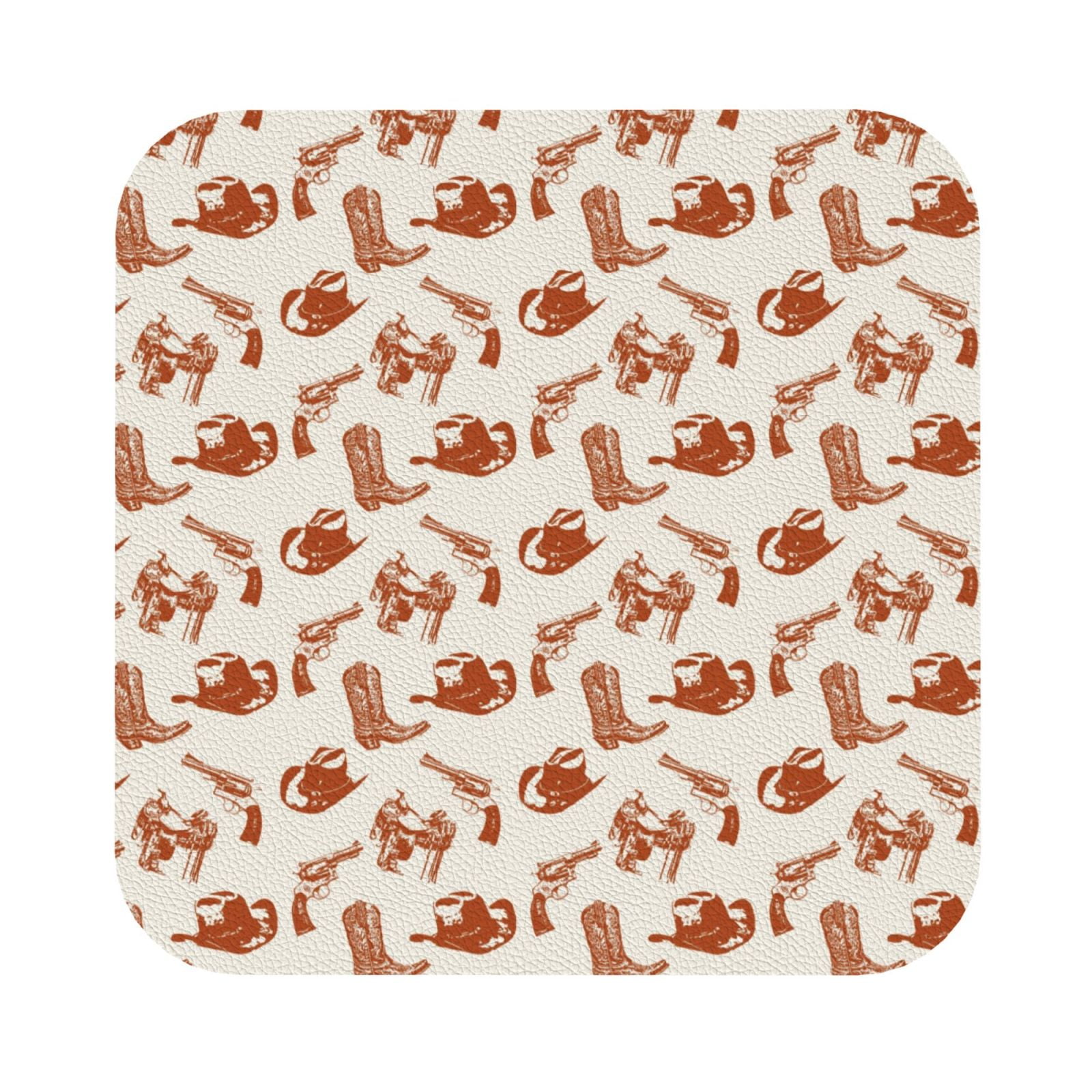 Cauagu Cowboy Western for Round Coaster,Drink Coasters Set of 4 Leather ...