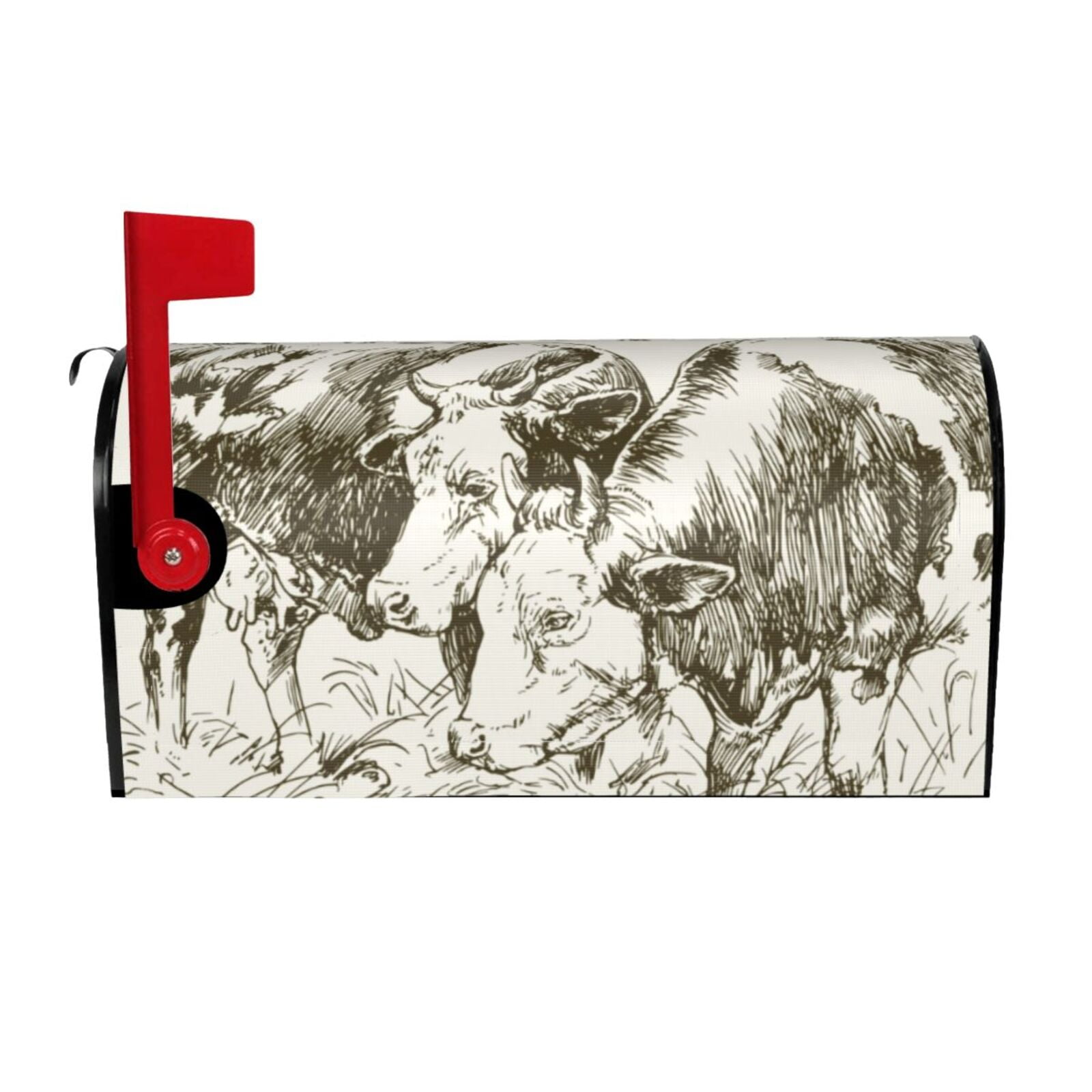 Cauagu Cows Grazing On Meadow 1 Pattern Magnetic Mailbox Covers ...