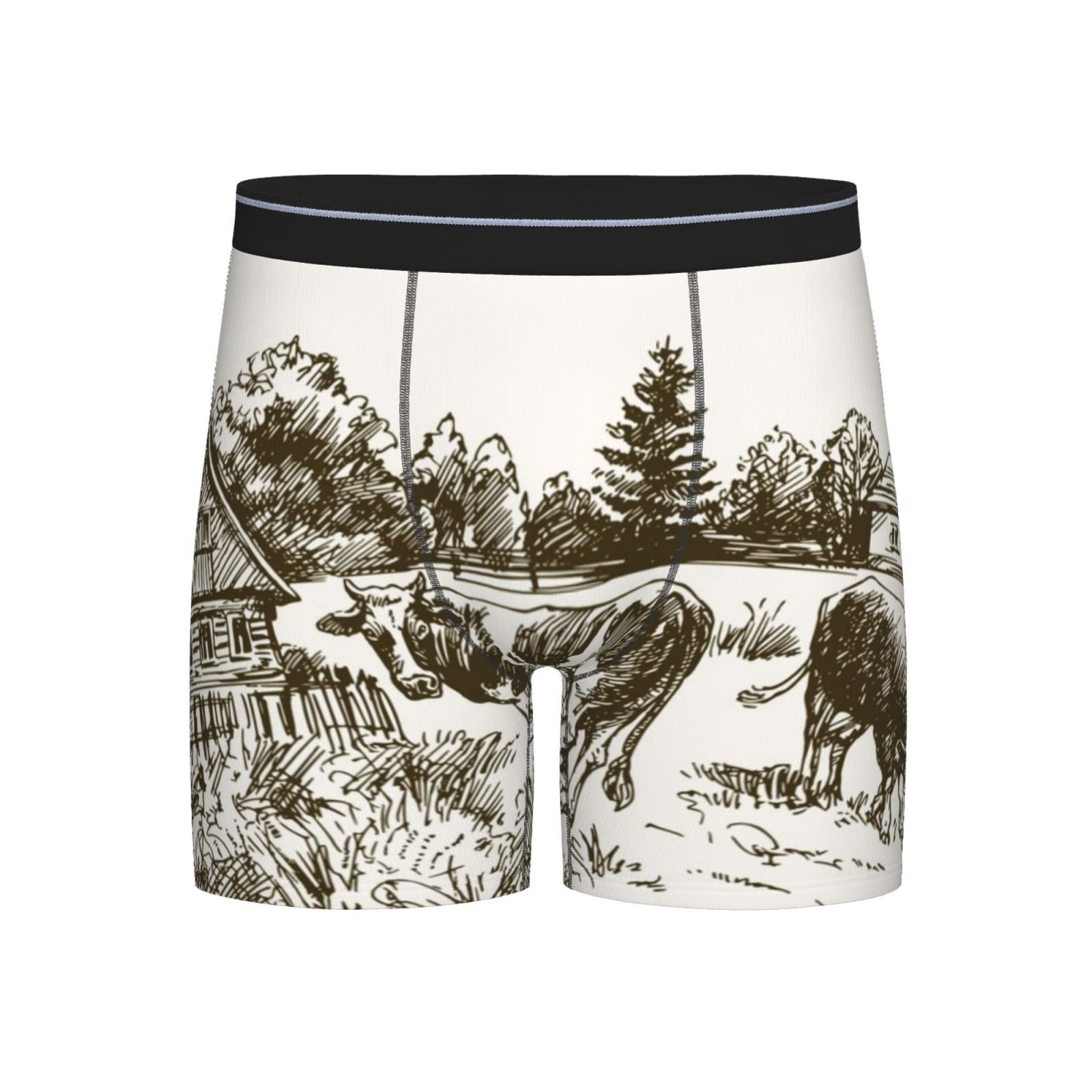 Cauagu Cows Grazing On The Meadow Print Men's Boxer Briefs, Funny ...