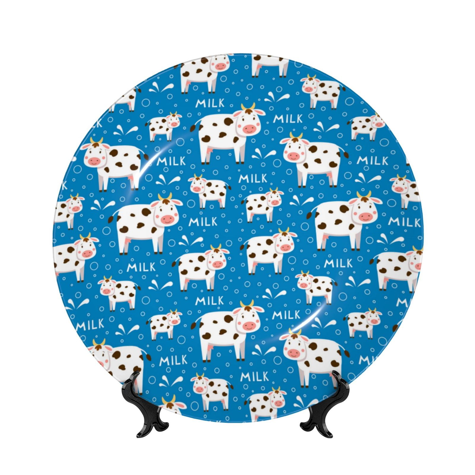 Cauagu Cows Milk Print Bone China Decorative Plate, Wall Mount Plate ...
