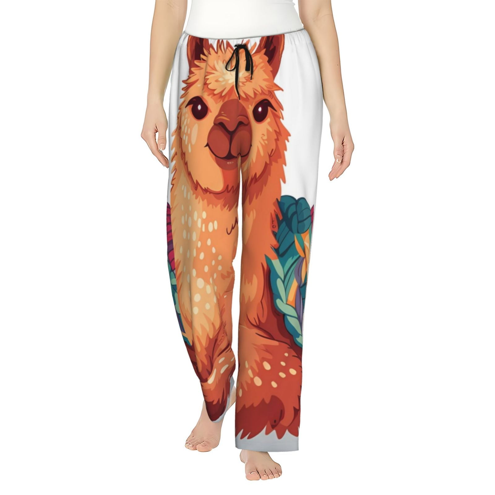 Cauagu Cozy Knitting Llama Pajama Pants for Women Loose Fit Wide Leg ...