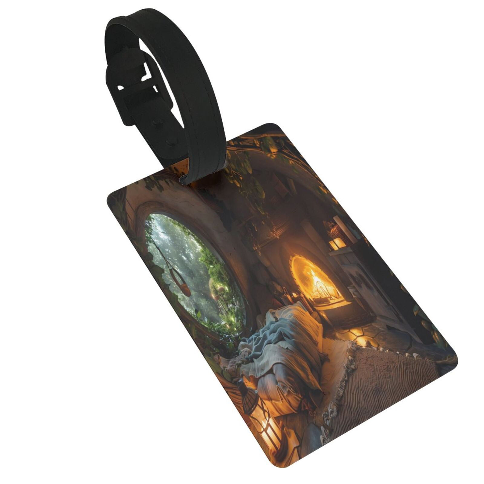 Cauagu Cozy Tree Hole Cabin Print PVC Luggage Tag, Suitcase Label with ...