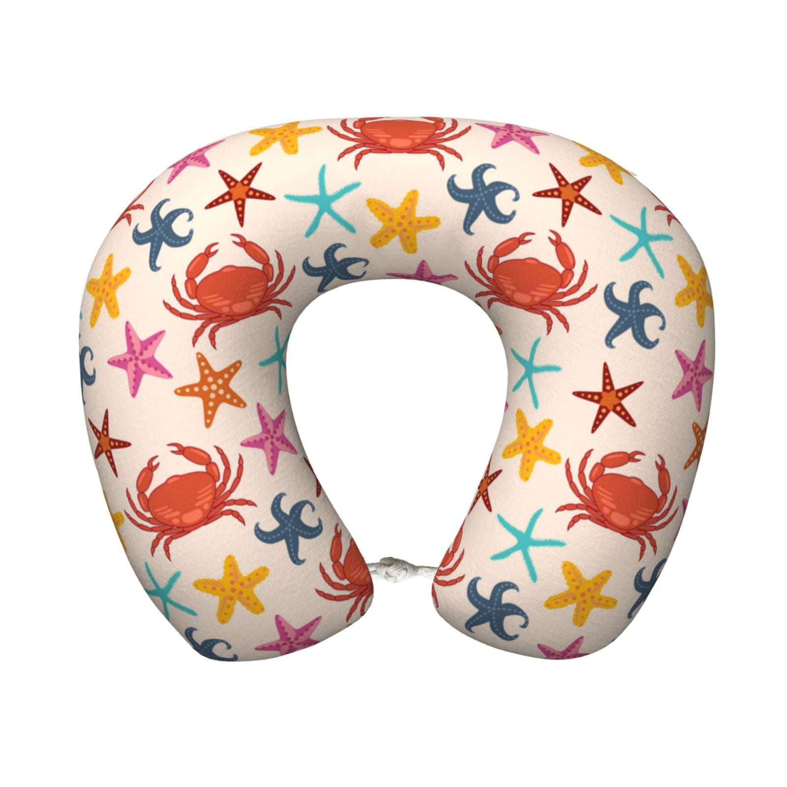 Cauagu Crabs And Seastars Pattern Travel Pillow Memory Foam, U-Shaped ...