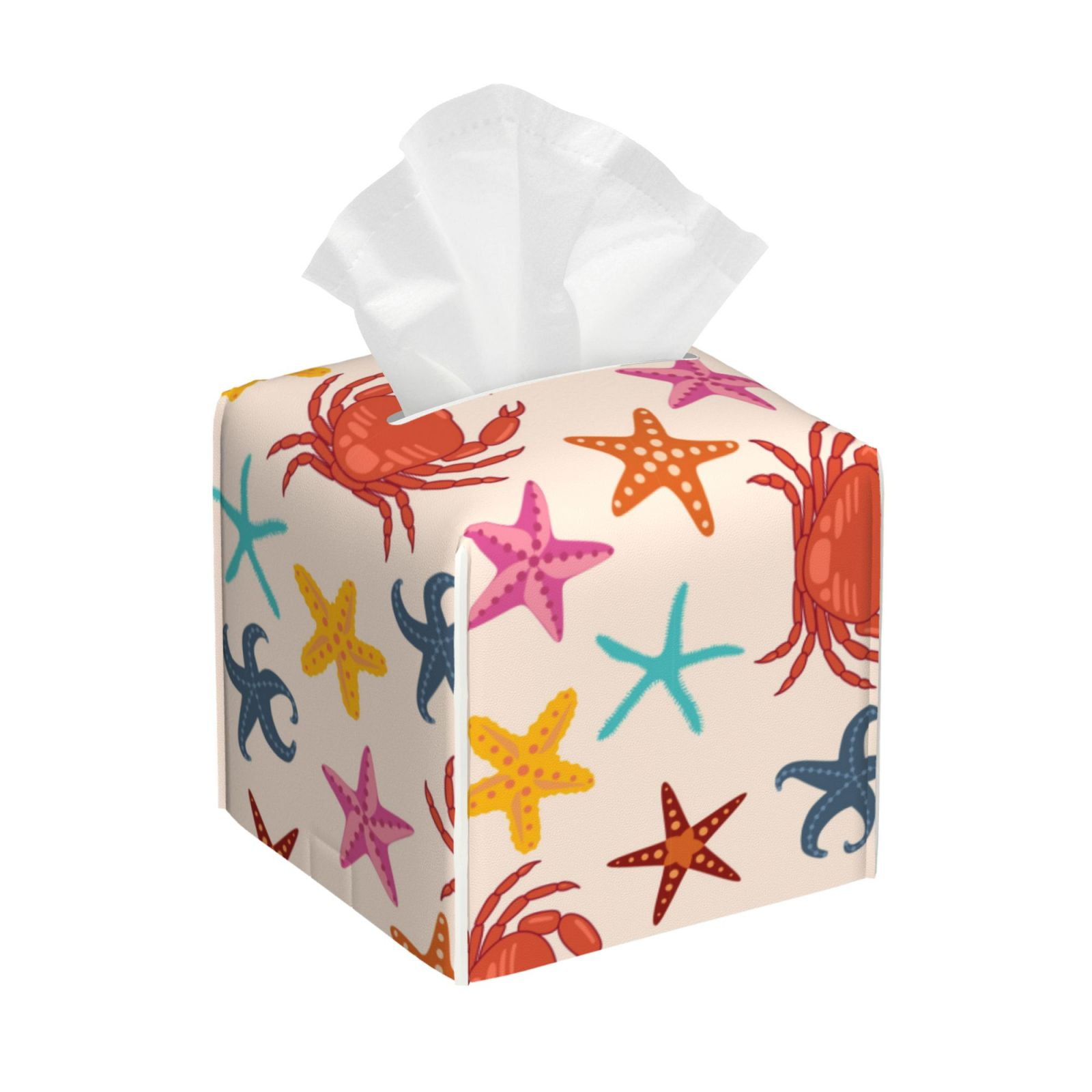 Cauagu Crabs And Seastars Print Tissue Box Cover,Leather Square Holder ...