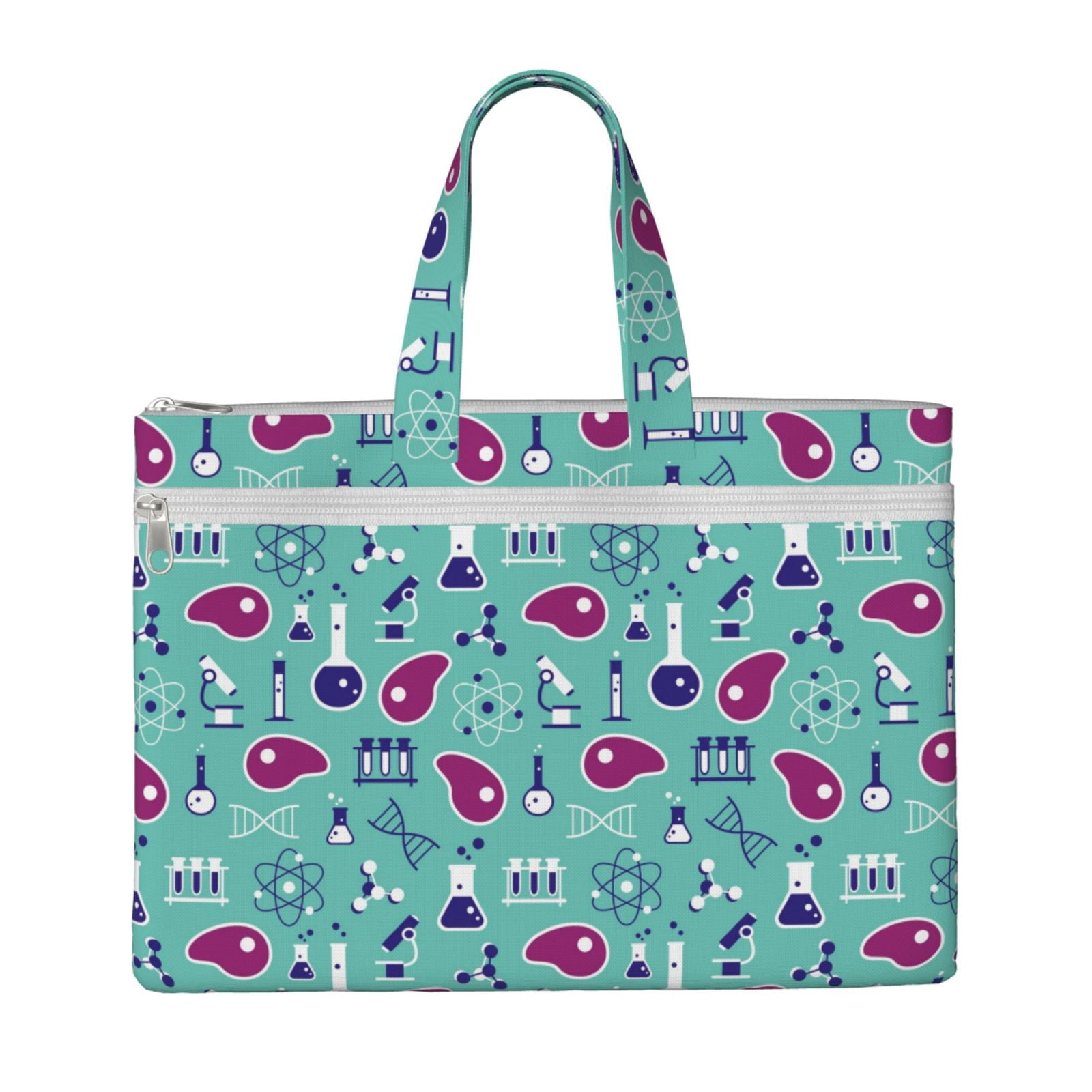 Cauagu Cultured Meat Science Pattern Canvas Tote File Bag, Zipper Tote ...