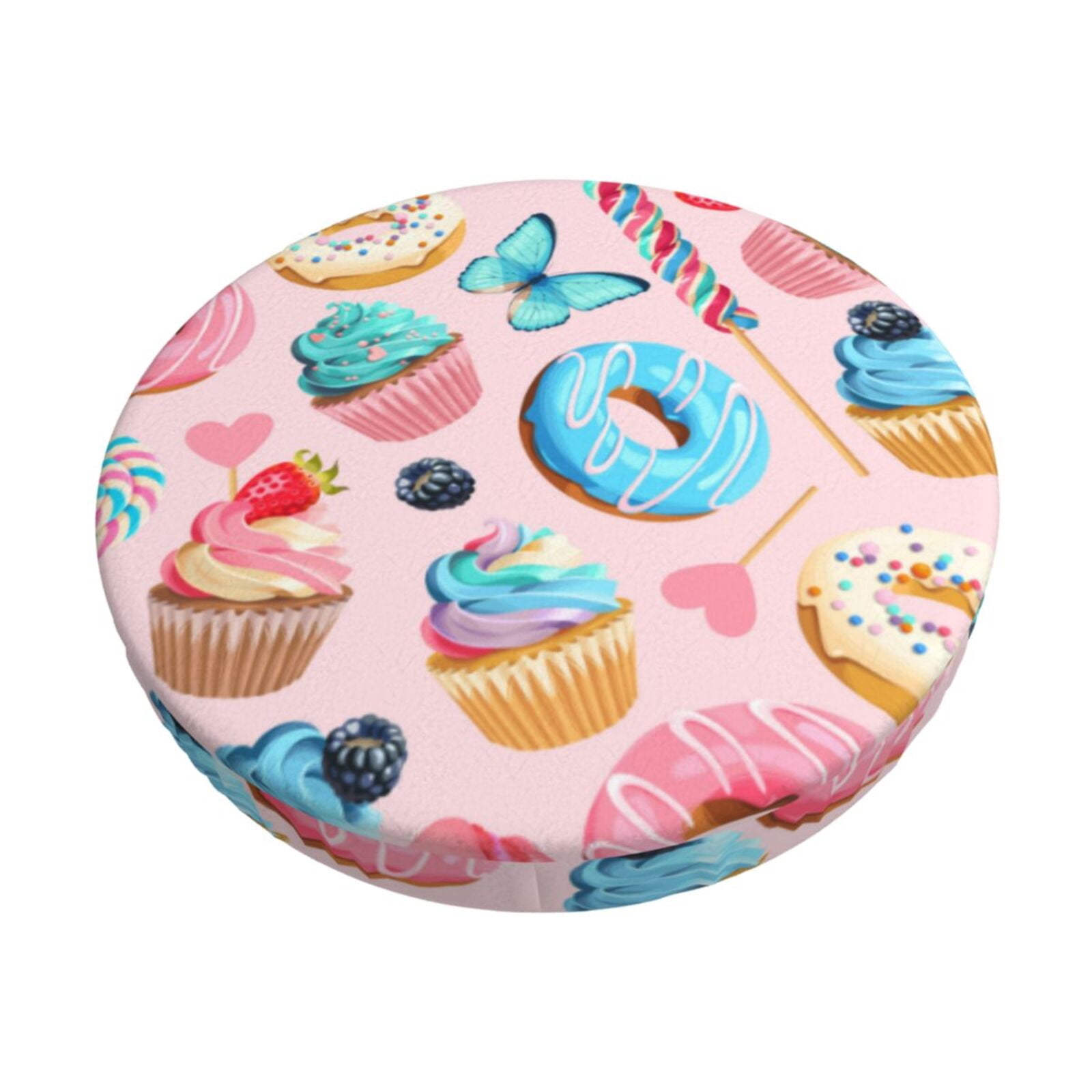 Cauagu Cupcakes and Donuts Print Round Stool Covers,Seat Cushion for ...