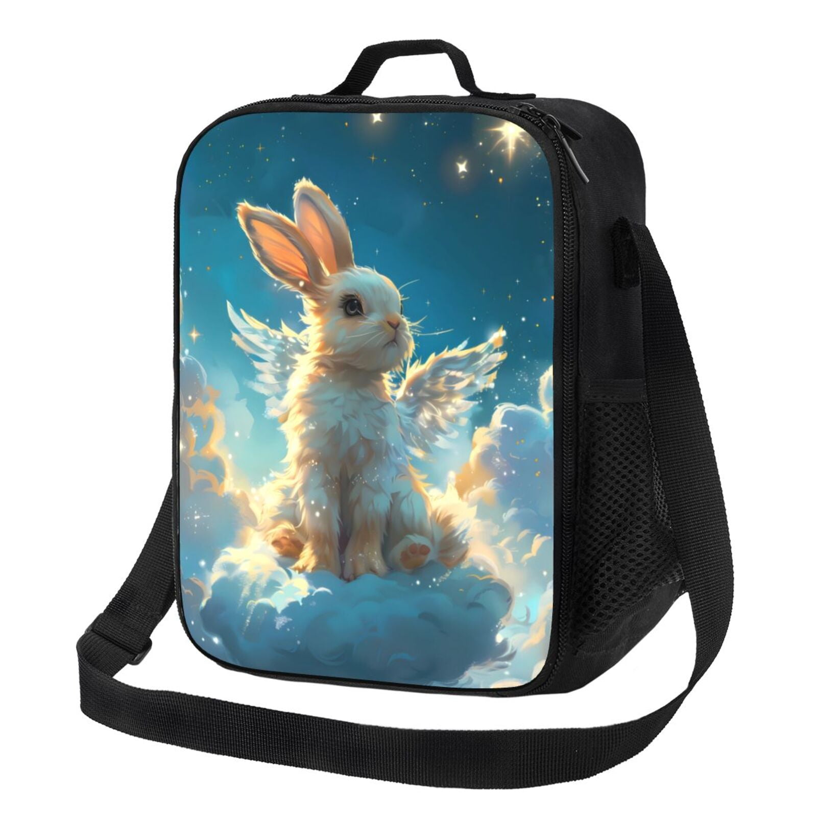 Cauagu Cute Angel Winged Rabbit Insulated Lunch Bag - Reusable Lunch ...