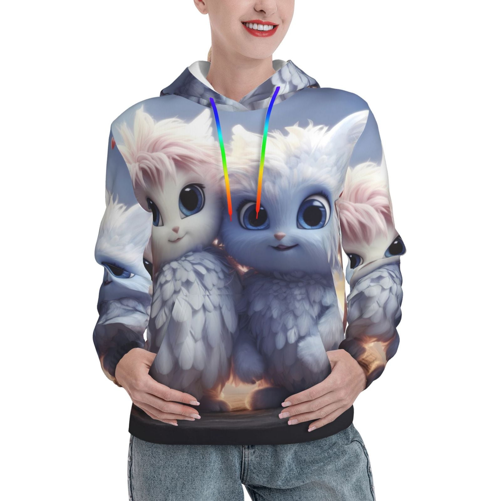 Cauagu Cute Animal Couple for Women's Hooded Sweatshirts Pullover Hoodie for Women Fall Workout ...