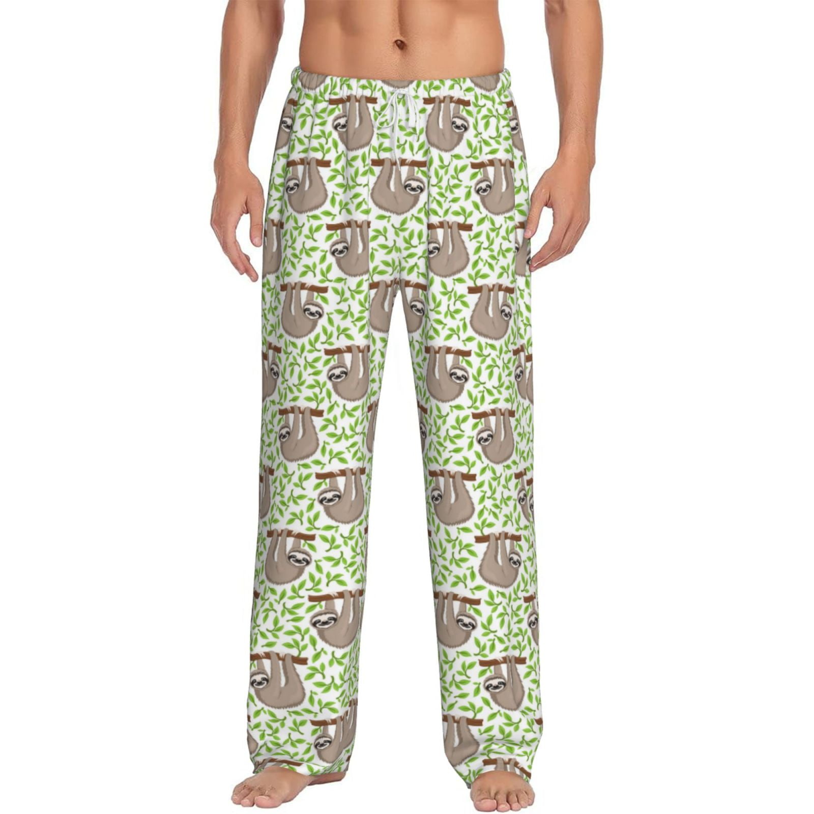 Cauagu Cute Animal Sloth On A Branch Mens Pajama Pants Sleep & Lounge ...