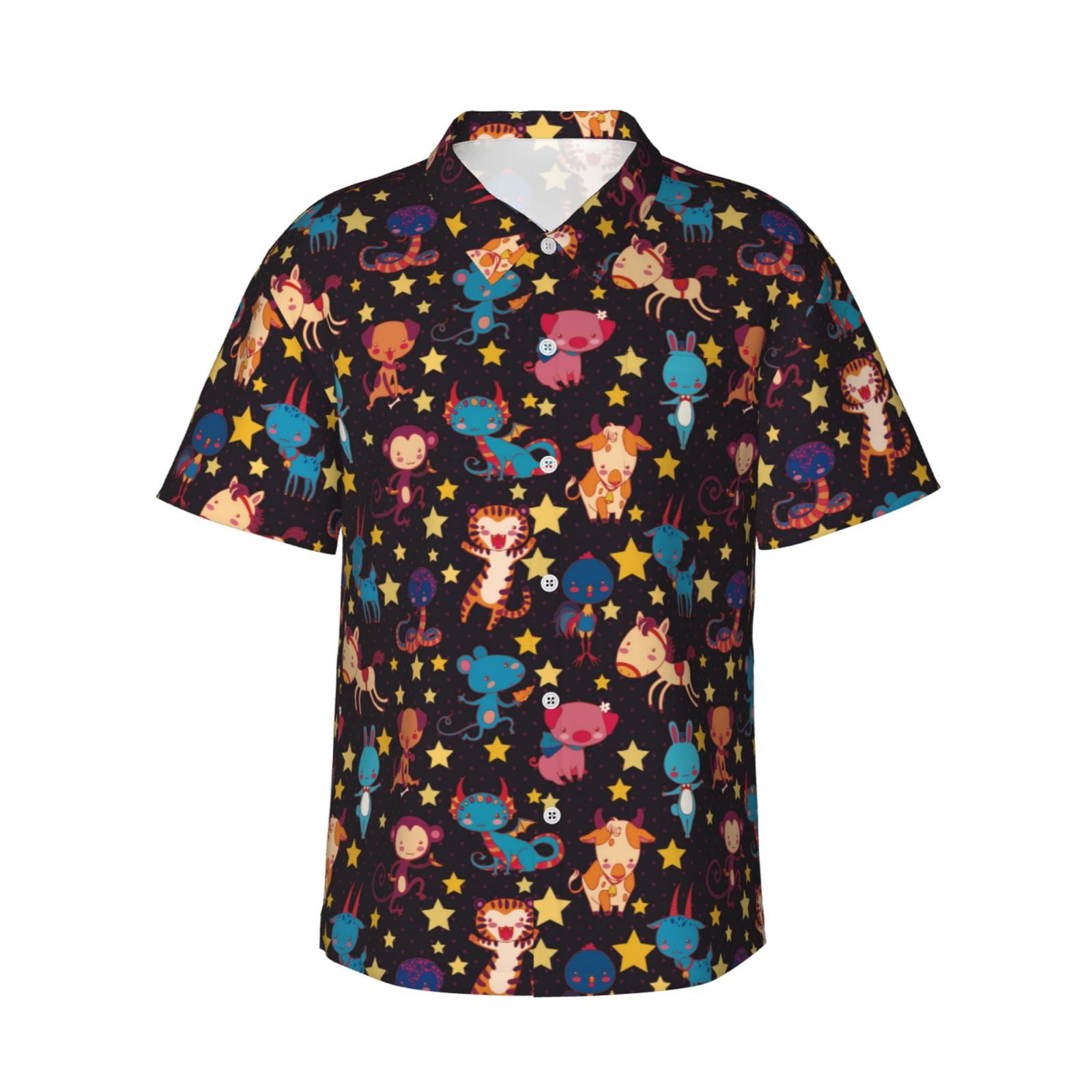 Cauagu Cute Animals Print Hawaiian Shirt for Men,Casual Short Sleeve ...
