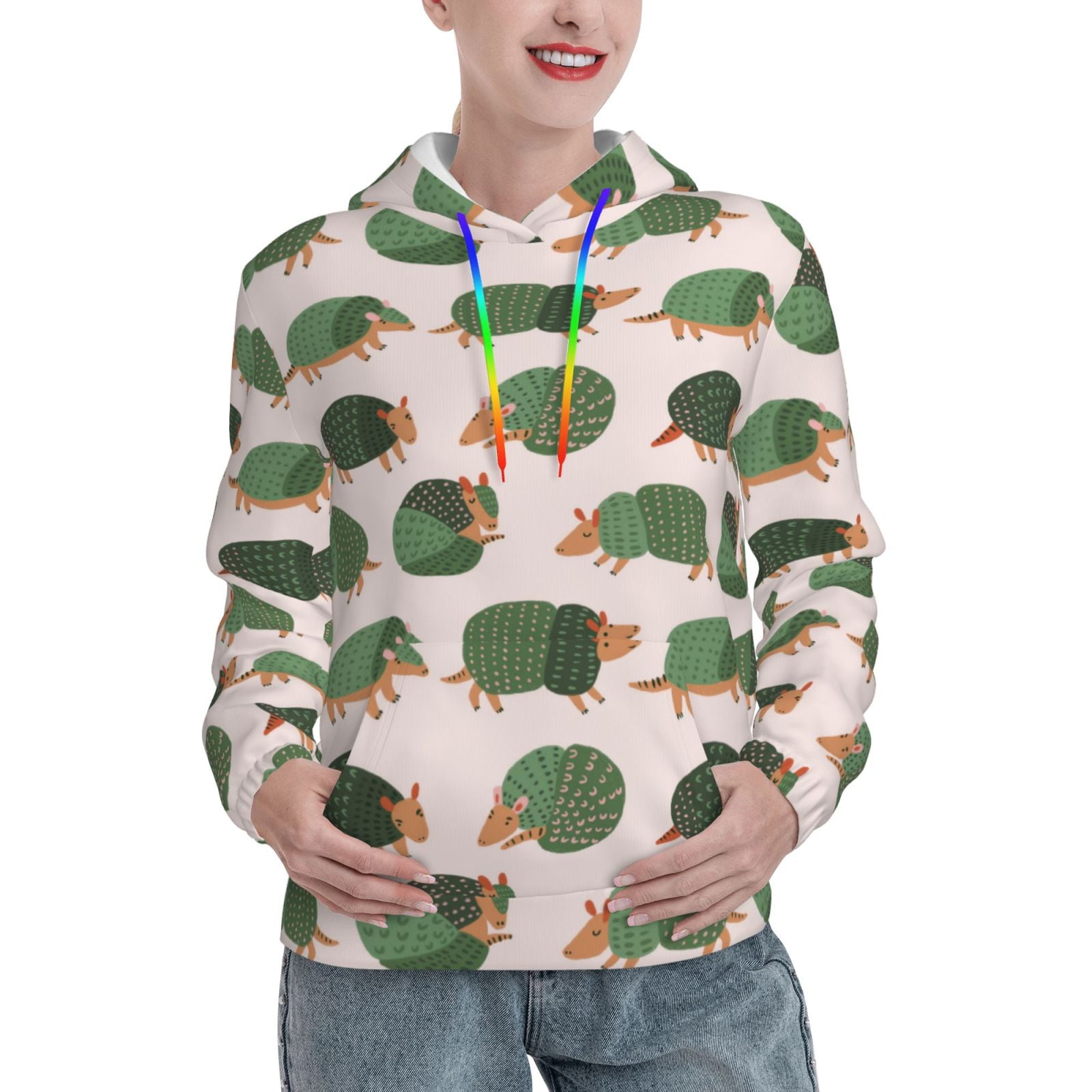 Cauagu Cute Armadillo for Women's Hooded Sweatshirts Pullover Hoodie for Women Fall Workout ...