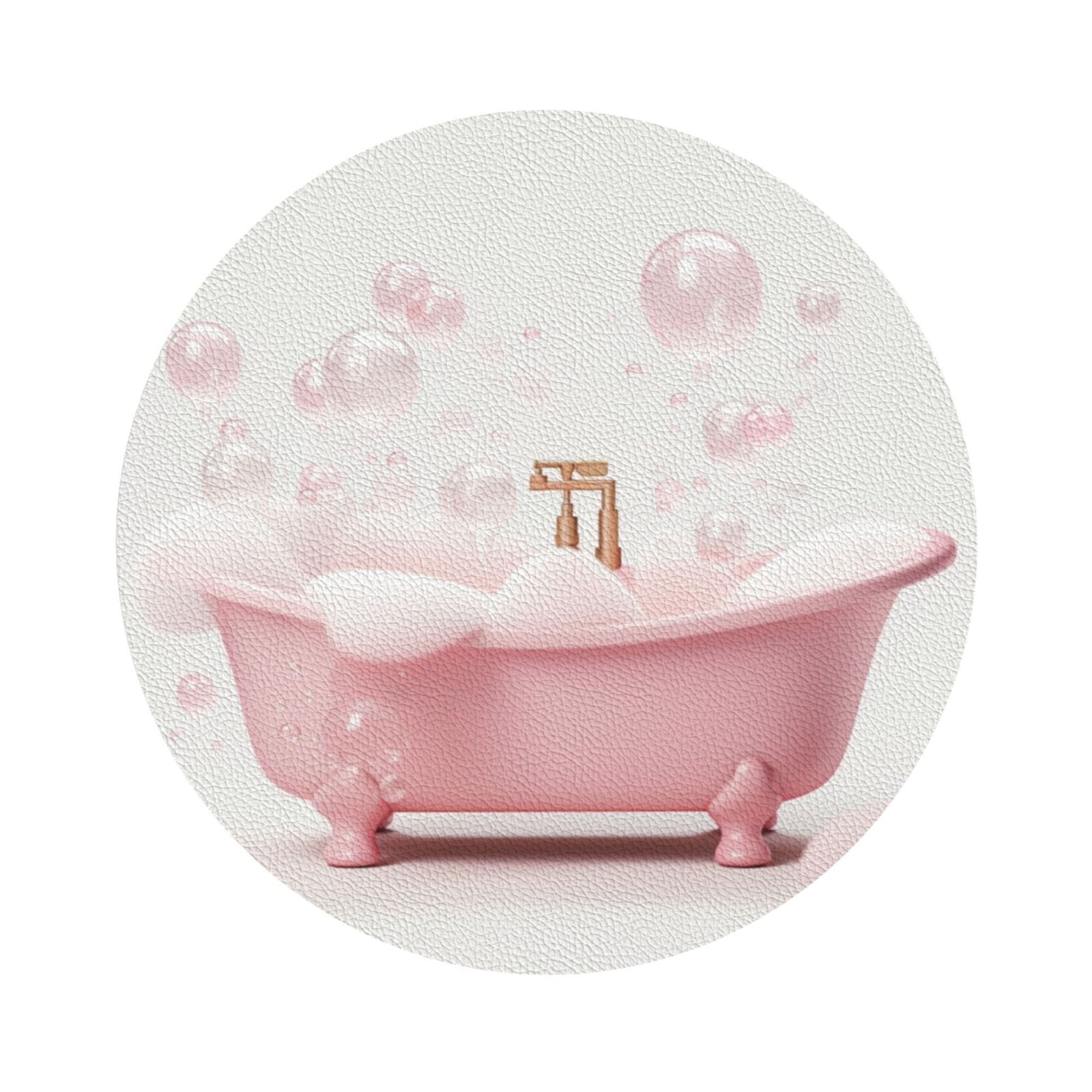 Cauagu Cute Bathtub for Round Coaster,Drink Coasters Set of 4 Leather ...