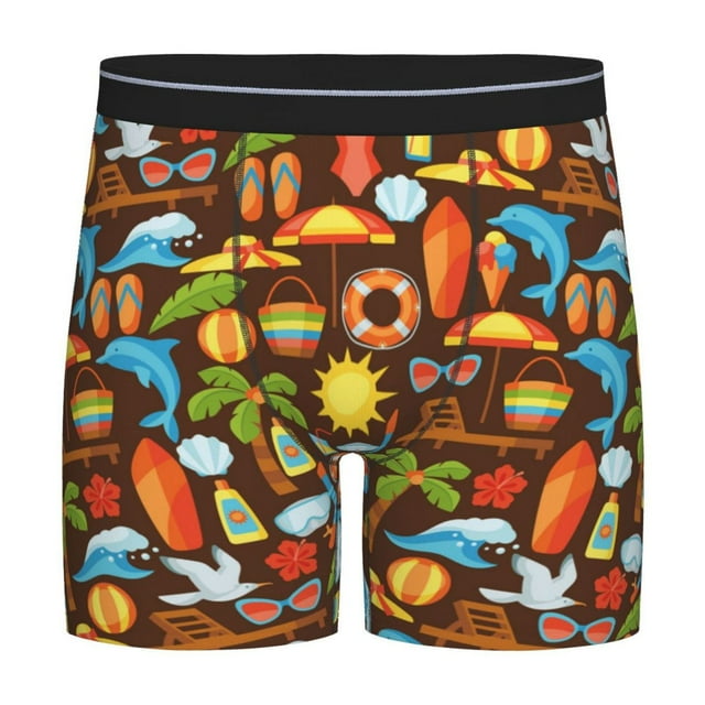 Cauagu Cute Beach Dolphin Print Men's Boxer Briefs, Funny & Cute ...