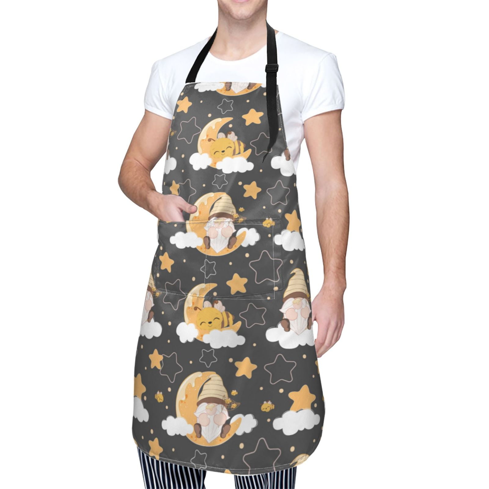 Cauagu Cute Bee Gnome Aprons with Pockets,Waterproof Apron for Women ...