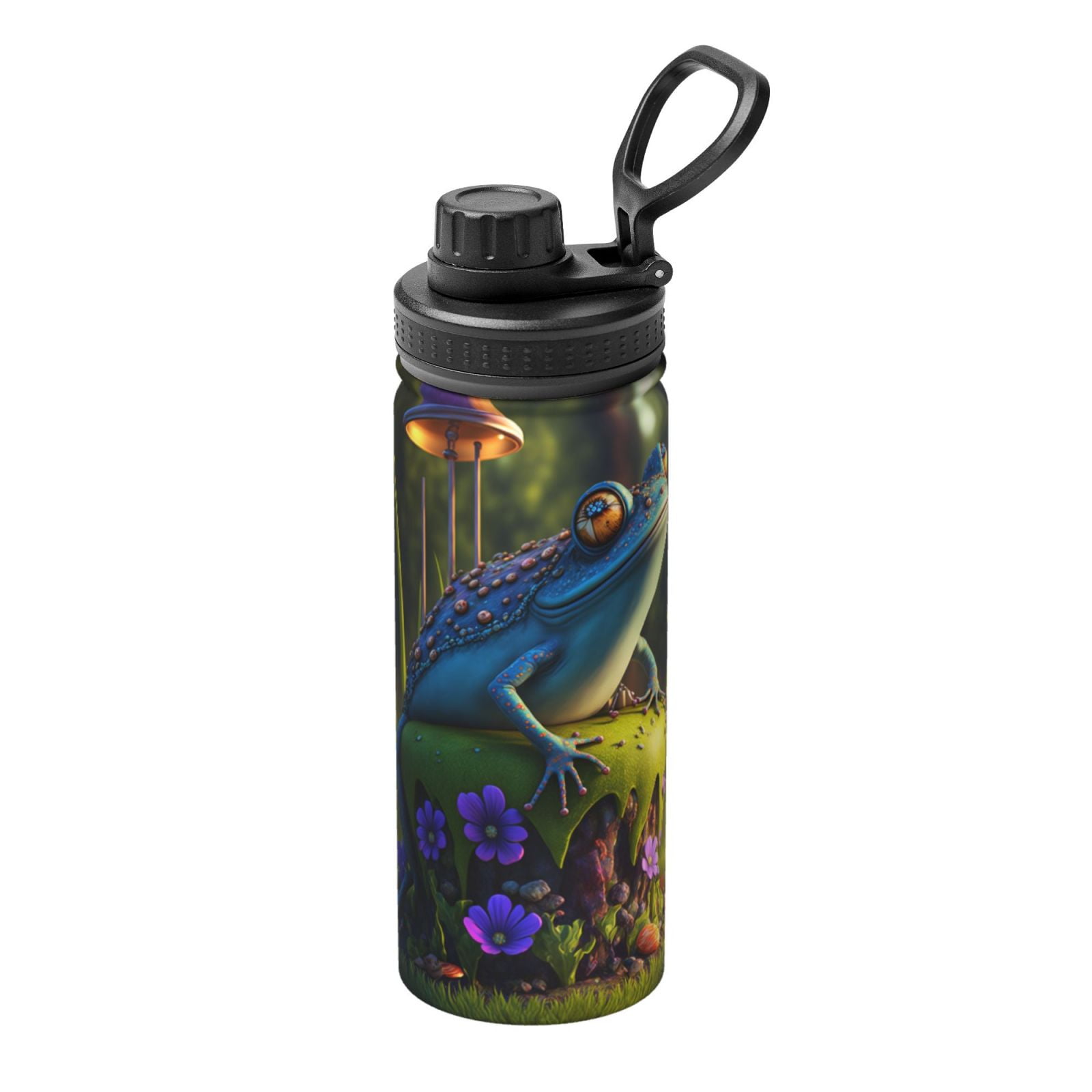Cauagu Cute Blue Frog Print 18oz Vacuum Insulated Stainless Steel Water ...