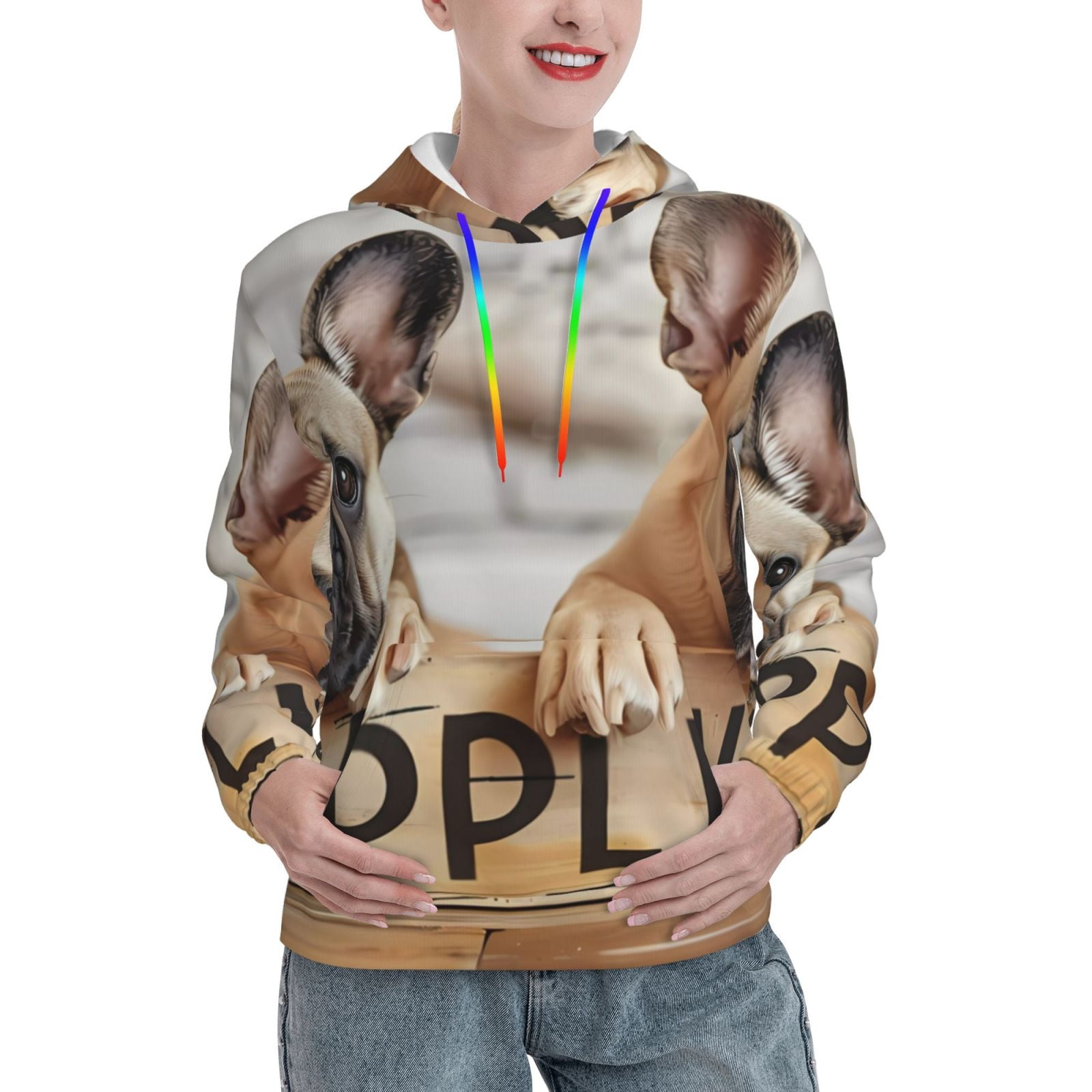 Cauagu Cute Bulldogs Apply for Women's Hooded Sweatshirts Pullover Hoodie for Women Fall Workout ...