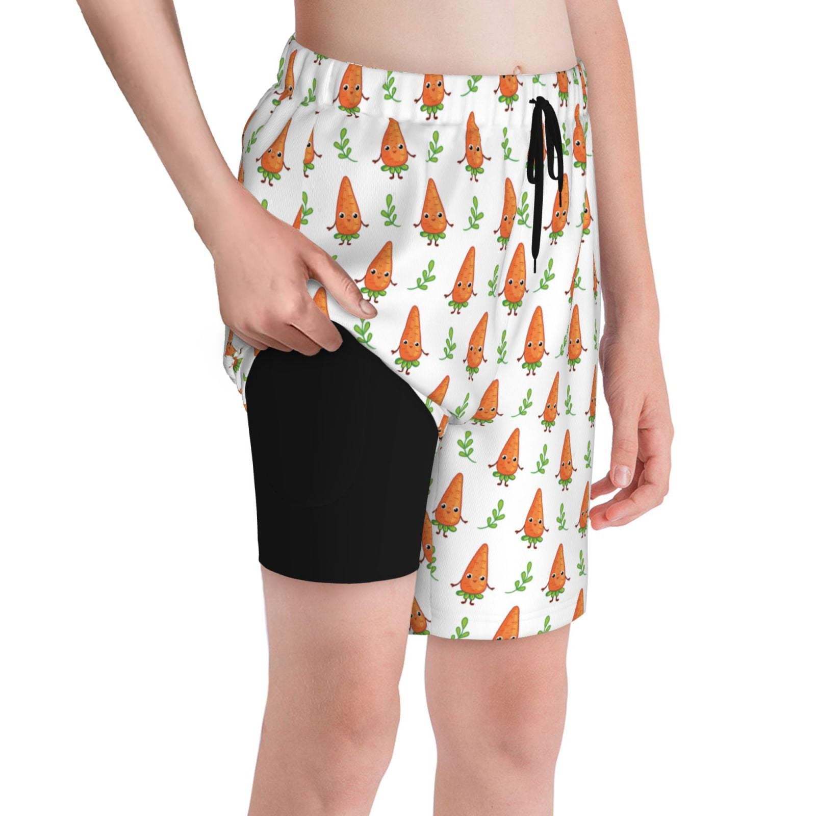 Cauagu Cute Carrot Print Print Swim Trunks for Men,Youth Boys Swim ...