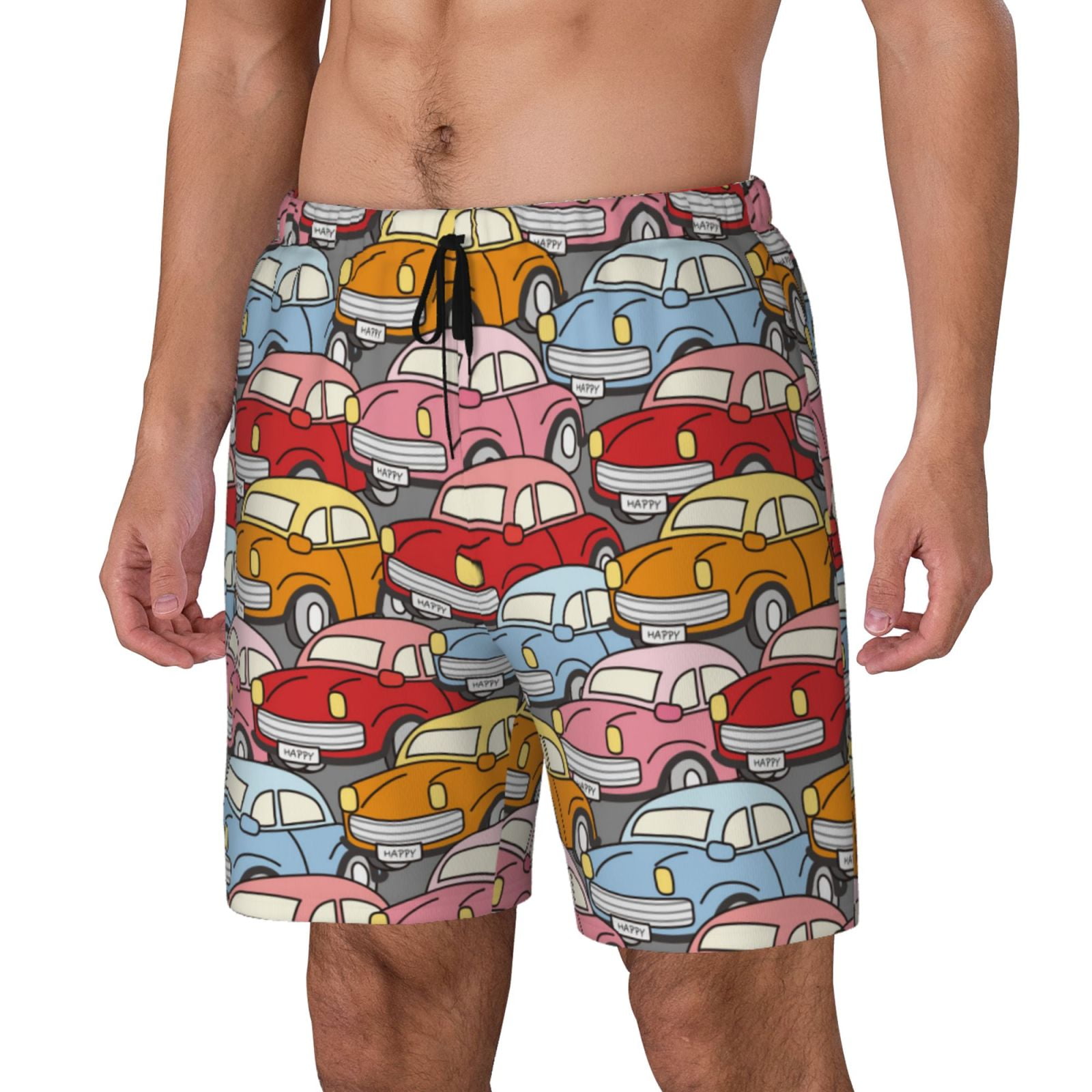 Cauagu Cute Cars Print Mens Swim Trunks Quick Dry Board Shorts Swim ...