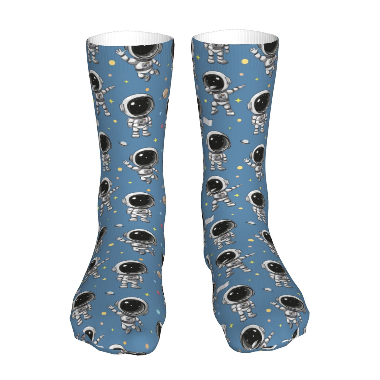 Cauagu Cute Cartoon Astronaut Pattern Fun Novelty Crew Socks,Casual ...