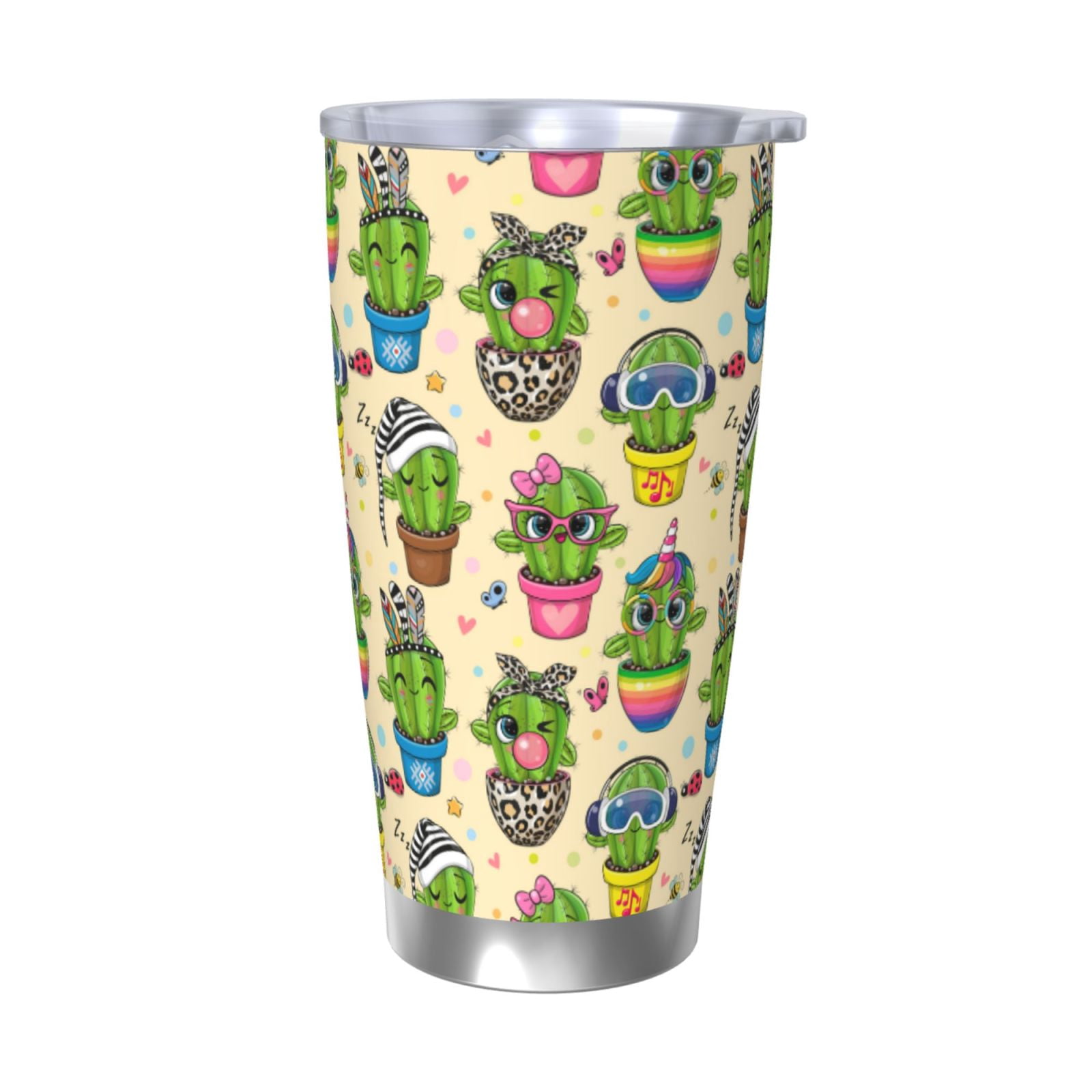 Cauagu Cute Cartoon Cactus Pattern 20oz Tumbler,Stainless Steel Vacuum ...