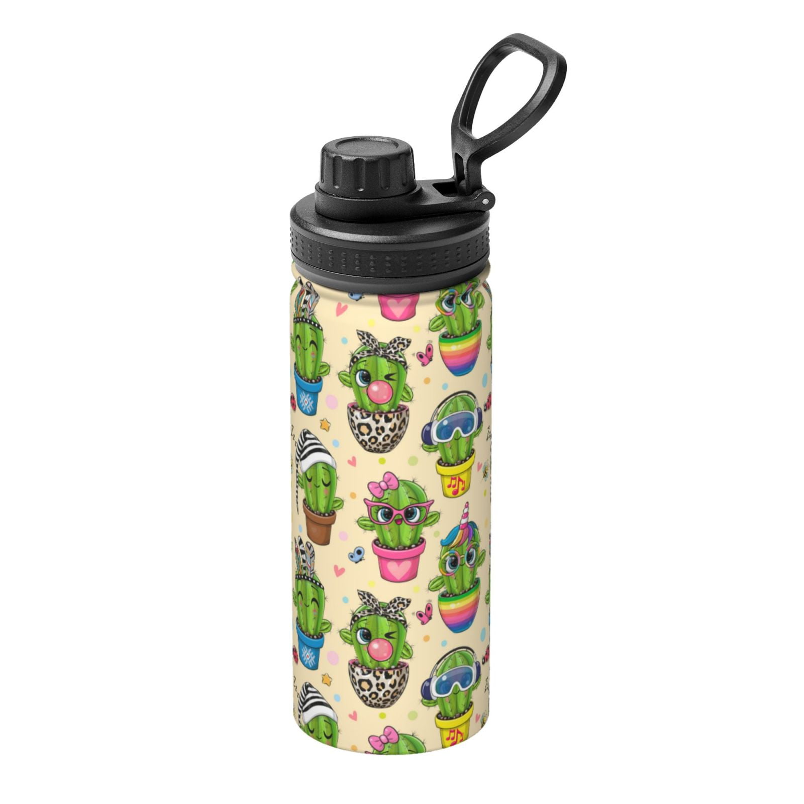 Cauagu Cute Cartoon Cactus Print 18oz Vacuum Insulated Stainless Steel ...