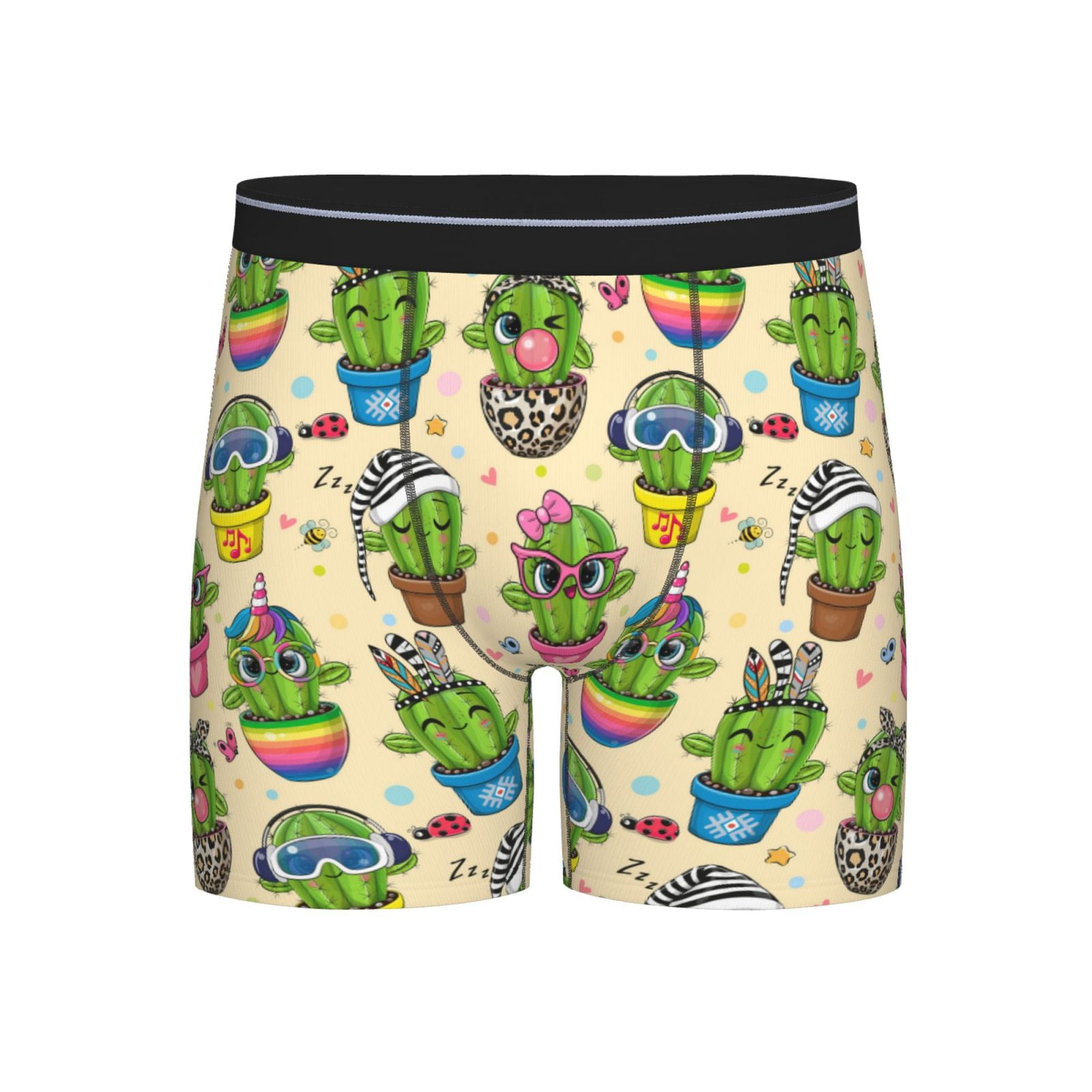 Cauagu Cute Cartoon Cactus Print Men's Boxer Briefs, Funny & Cute ...