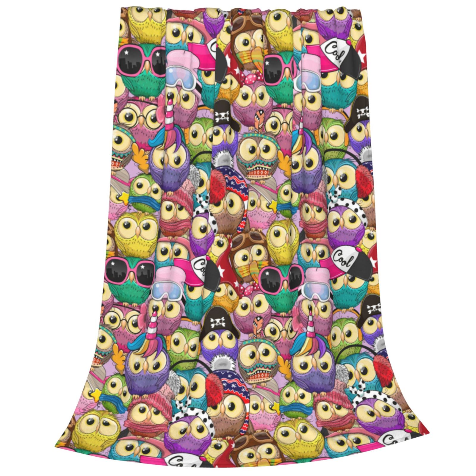 Cauagu Cute Cartoon Owls Pattern Flannel Bed Blankets,Fleece Blanket ...