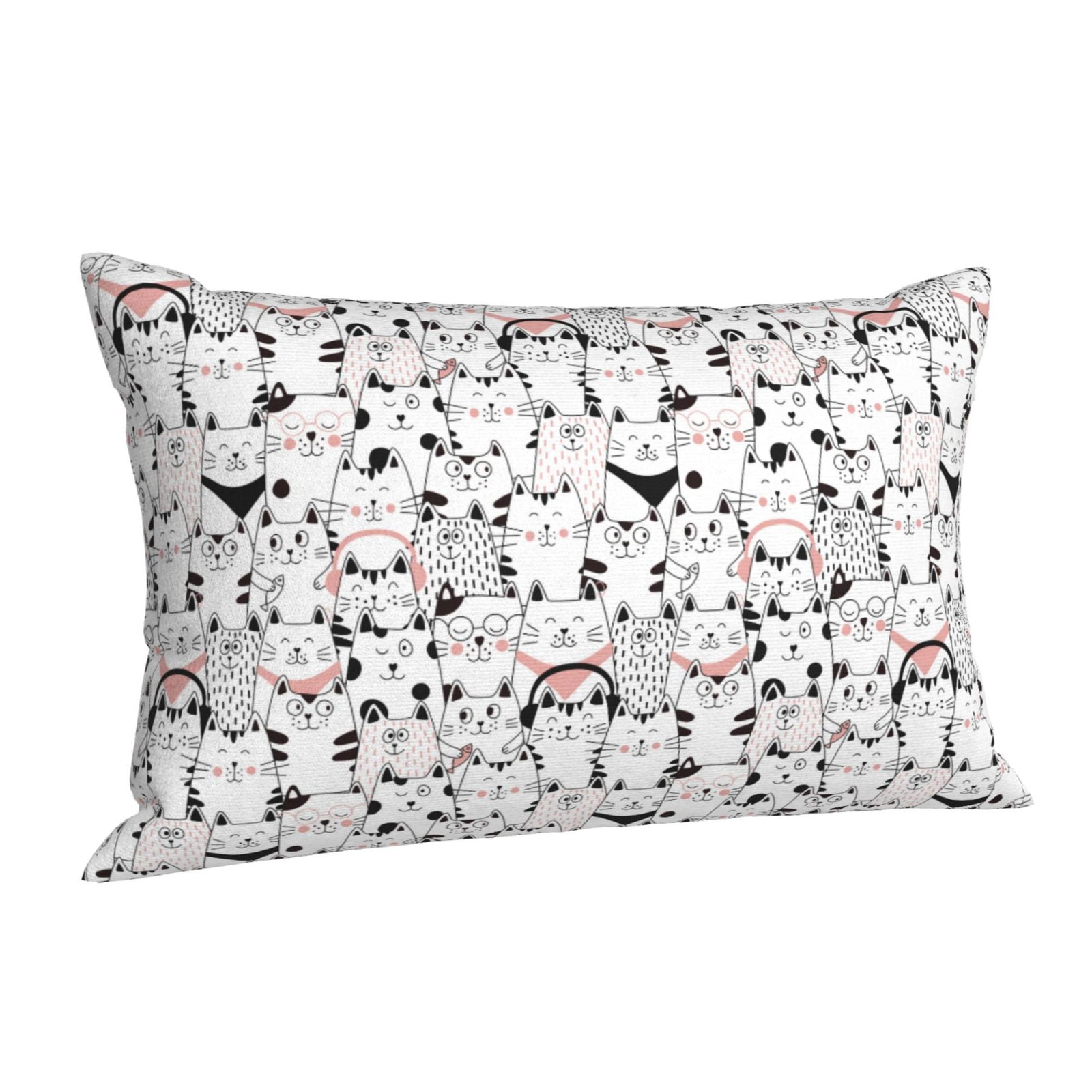 Cauagu Cute Cat Print Pillow Covers with Envelope Closure,1PC Pillow ...