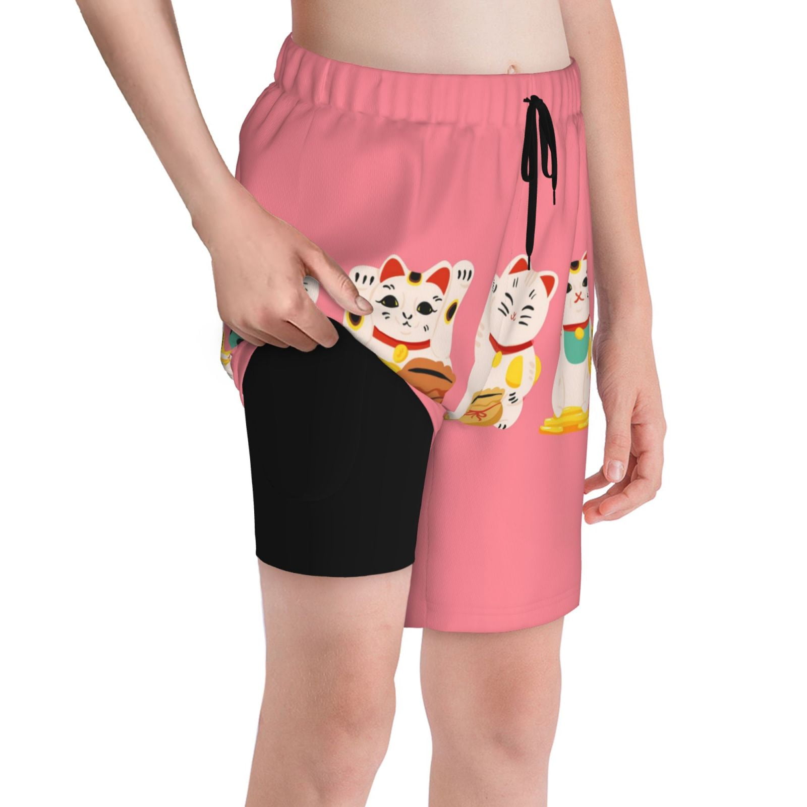 Cauagu Cute Cat Print Swim Trunks for Men,Youth Boys Swim Shorts ...