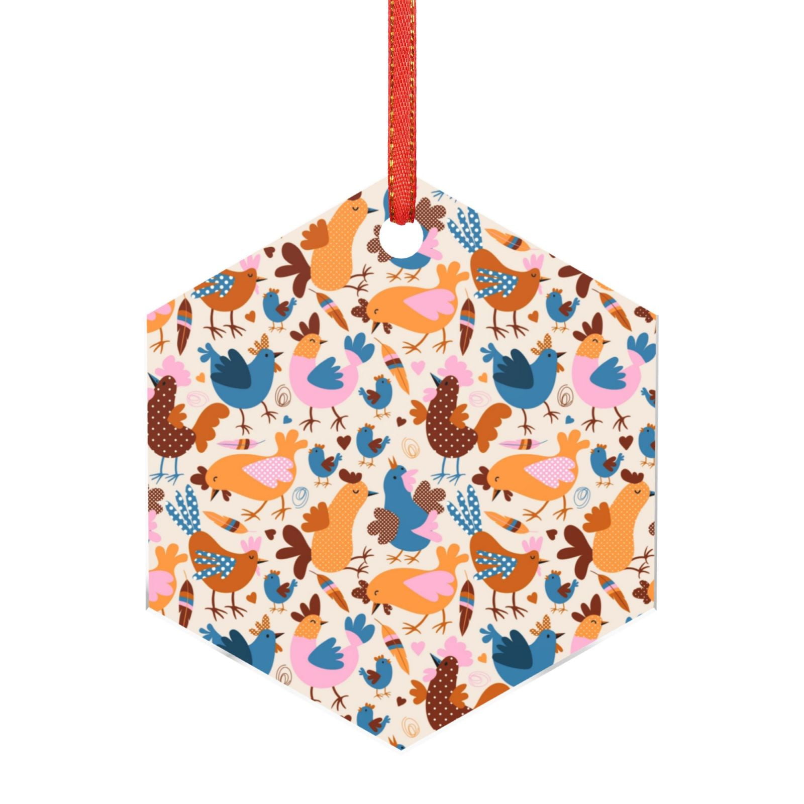 Cauagu Cute Chickens Pattern Acrylic Christmas Pendant,1-Pack Christmas ...