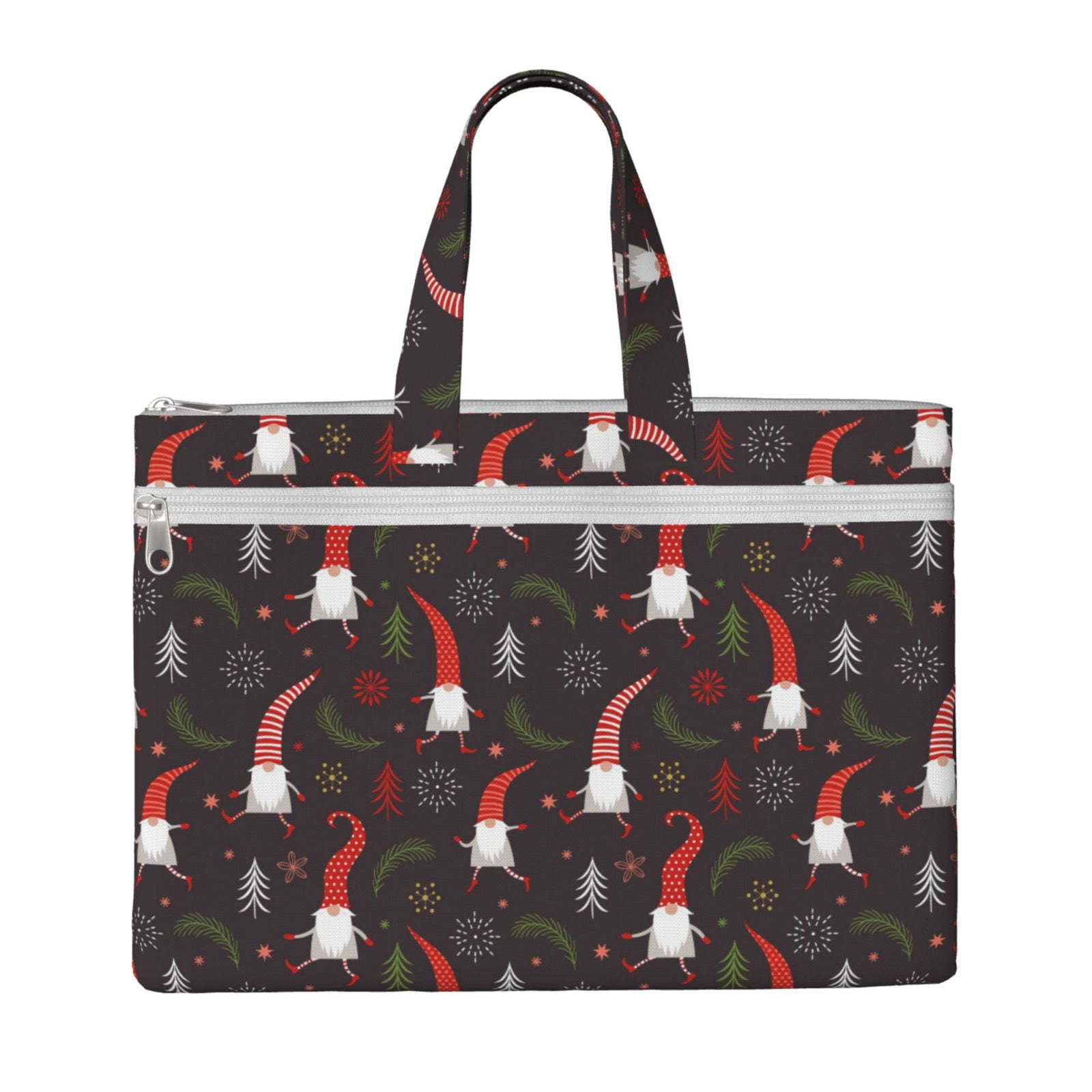 Cauagu Cute Christmas Gnomes Pattern Canvas Tote File Bag, Zipper Tote ...
