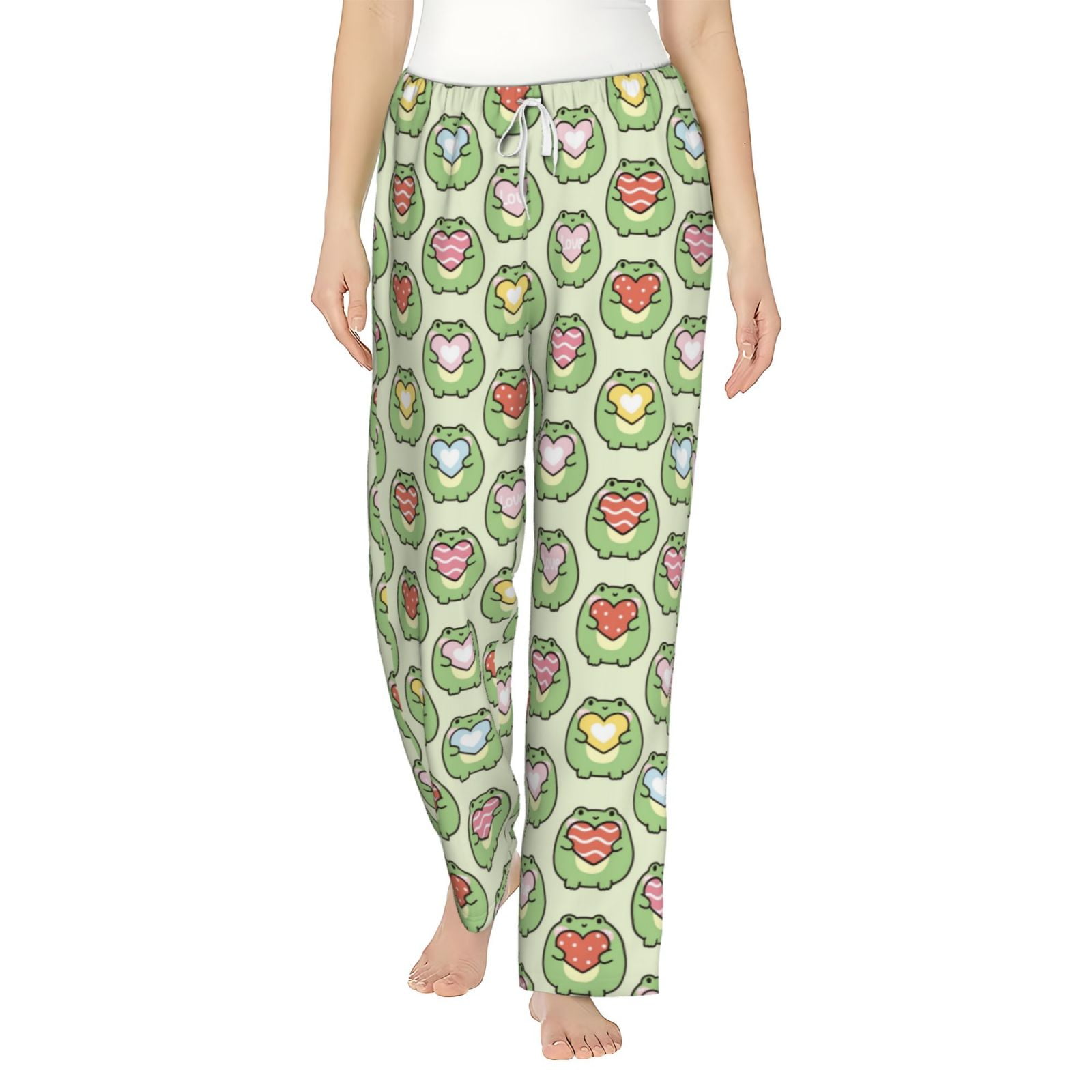 Cauagu Cute Chubby Frog Pajama Pants for Women Loose Fit Wide Leg ...