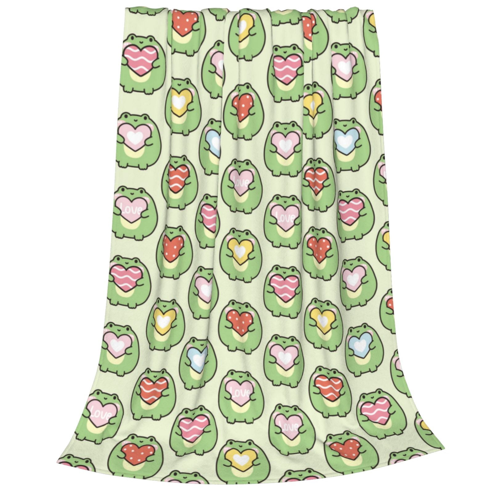Cauagu Cute Chubby Frog Pattern Flannel Bed Blankets,Fleece Blanket ...