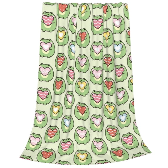 Cauagu Cute Chubby Frog Pattern Flannel Bed Blankets,Fleece Blanket ...