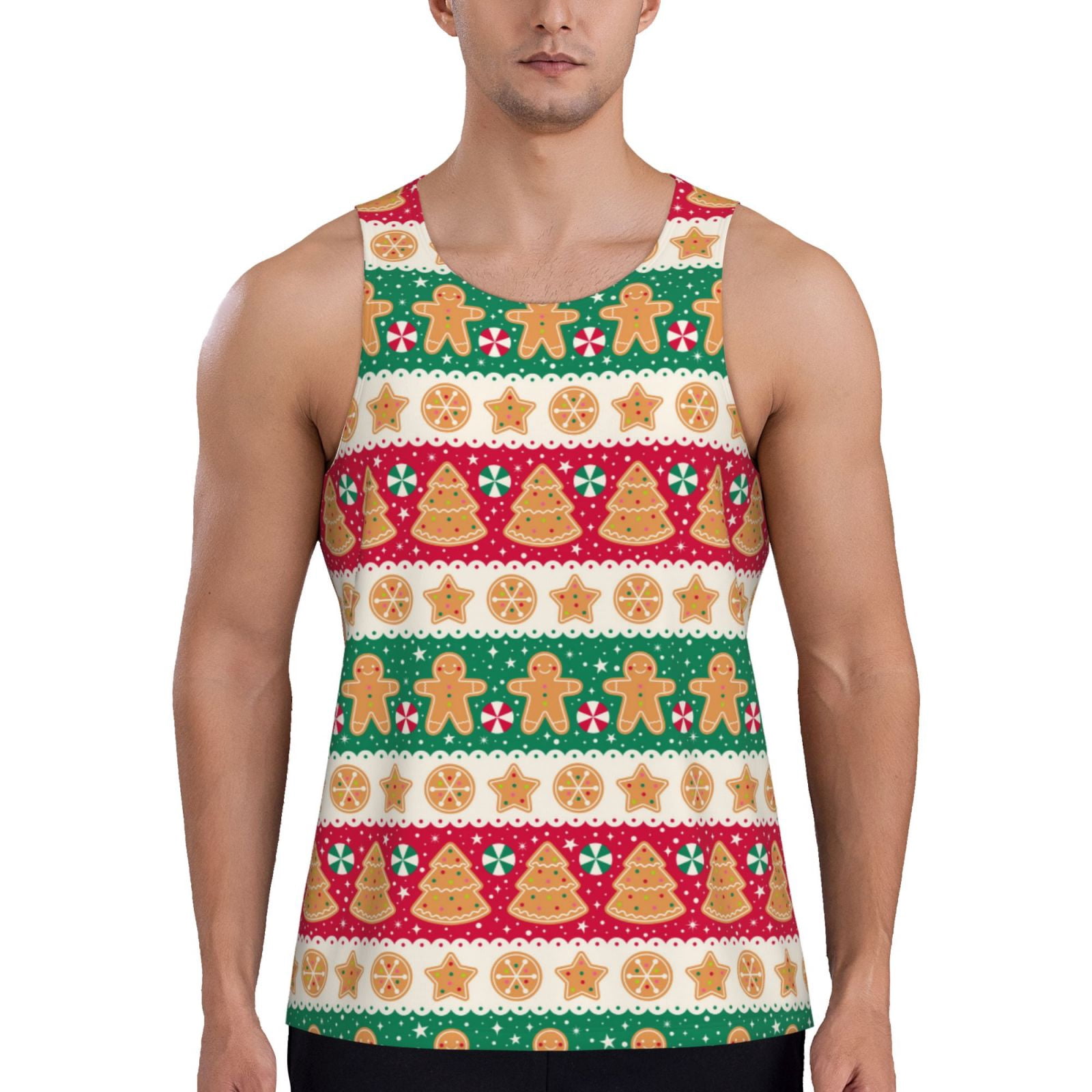 Cauagu Cute Cookies Print Men's Sleeveless Muscle Shirts,Tank Tops ...