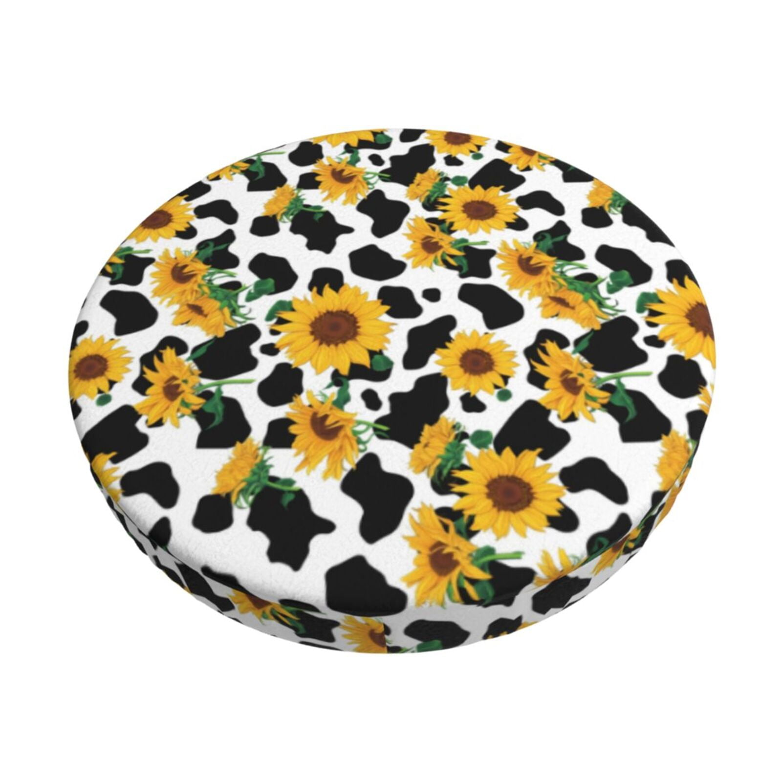 Cauagu Cute Cow Print Sunflower A Print Round Stool Covers,Seat Cushion ...