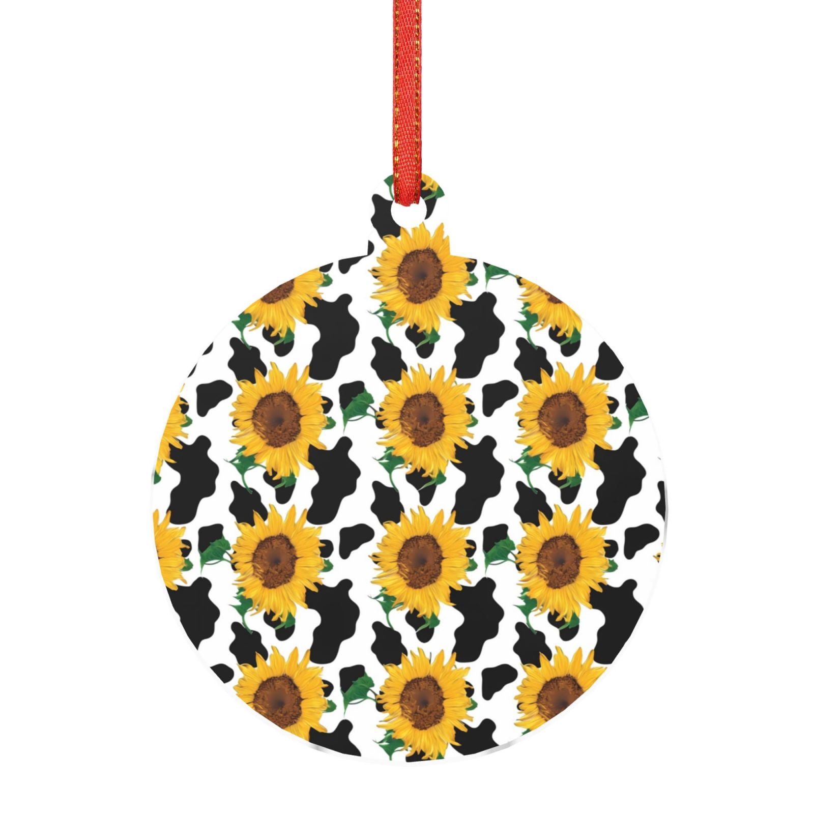 Cauagu Cute Cow Print Sunflower B Pattern Acrylic Christmas Pendant,1 ...